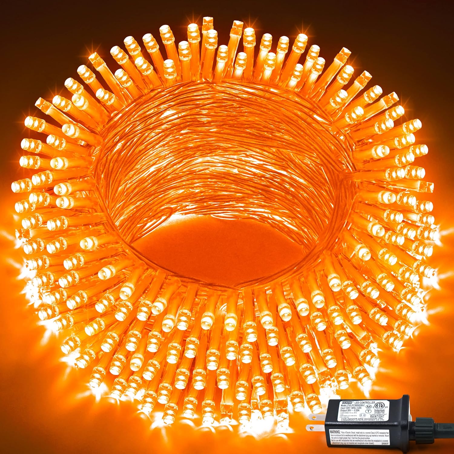 Amazon.com : JMEXSUSS 100 LED Orange String Lights, 8 Modes Orange ...
