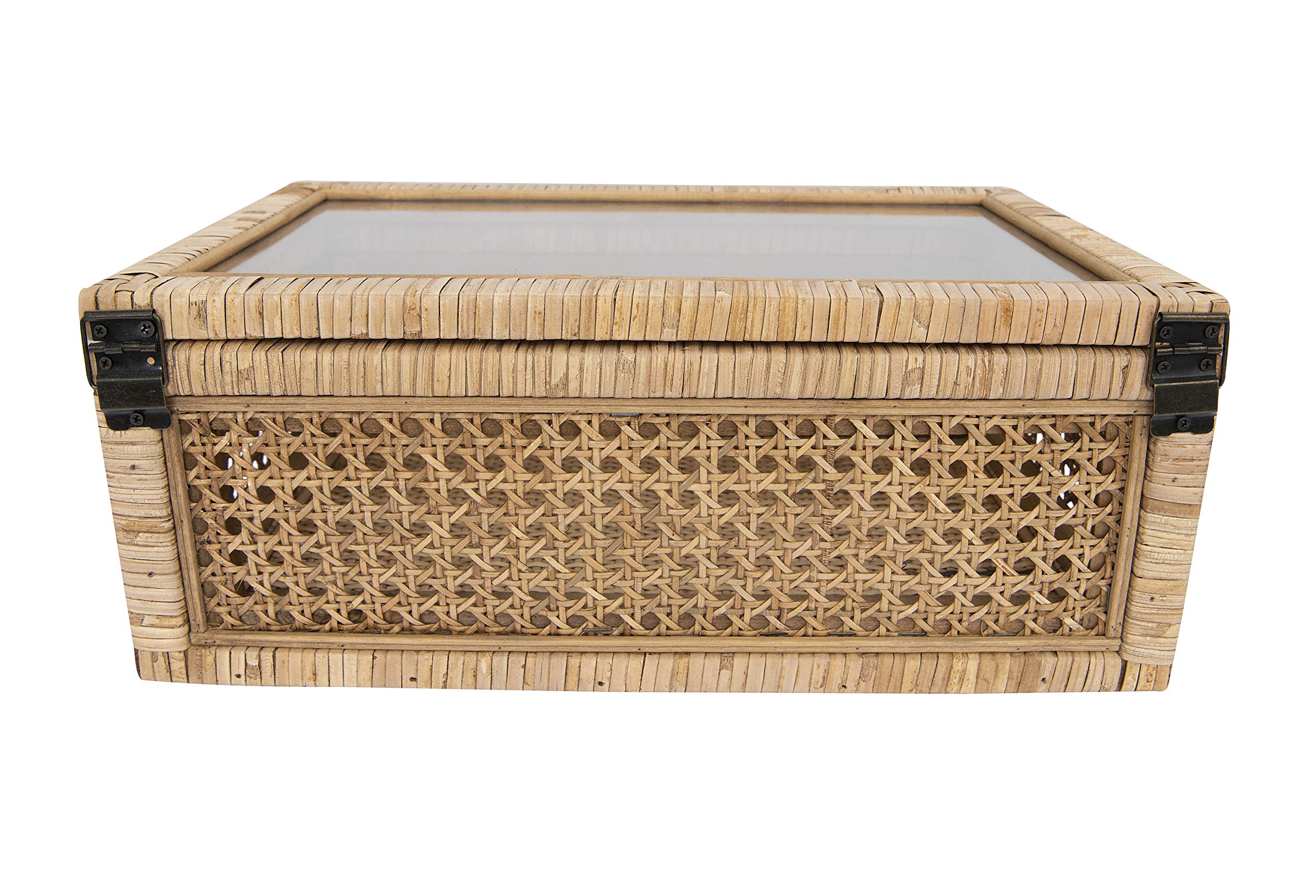 Buy Cane and Rattan Display Boxes with Glass Lid, Set of 2 Online at ...