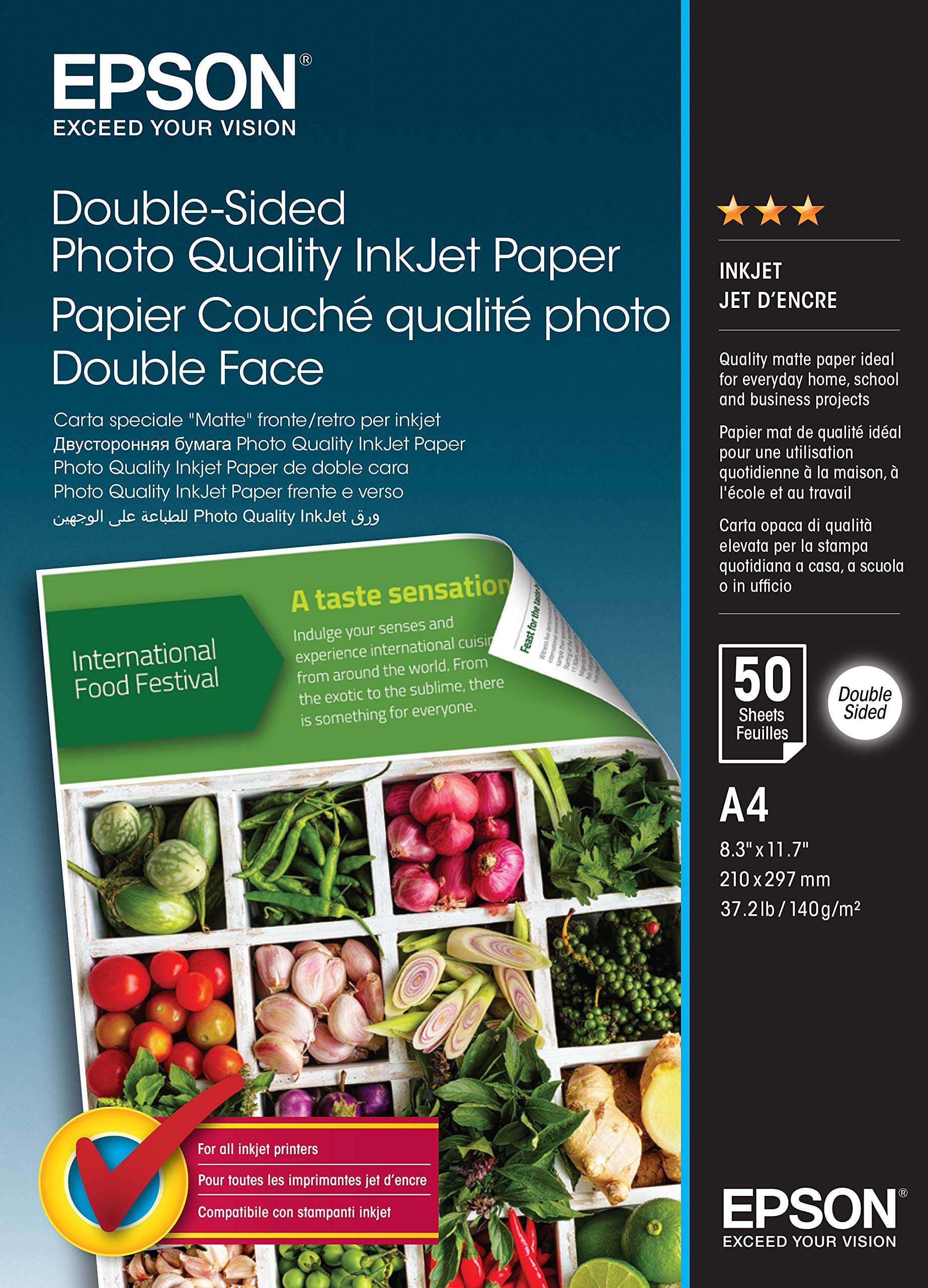 Epson Double-Sided Photo Quality Inkjet Paper A 4, 50sheets 140 g ...