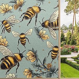 Amazon.com: Window Privacy Film Stained Glass Window FilmFlying Bees ...