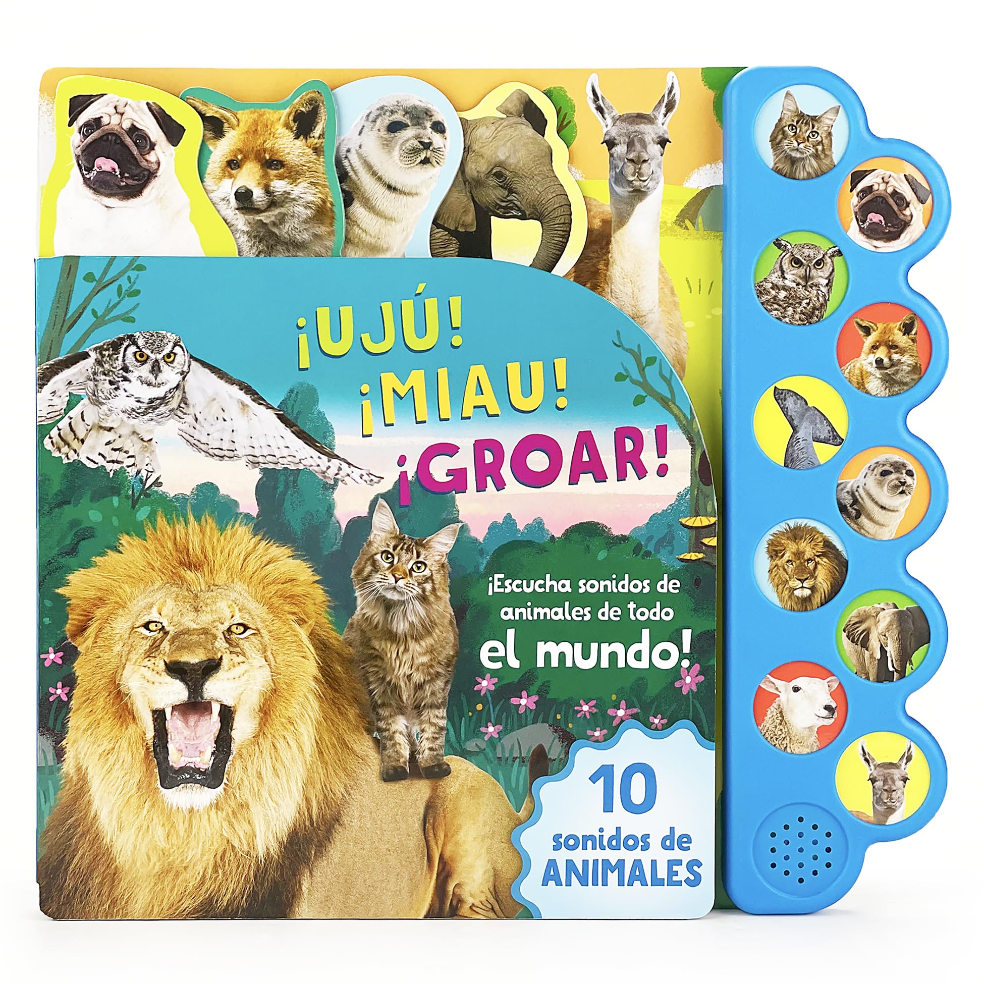 Libro infantil con 10 Sonidos de animales salvajes ¡ujú! ¡miau! ¡groar ...