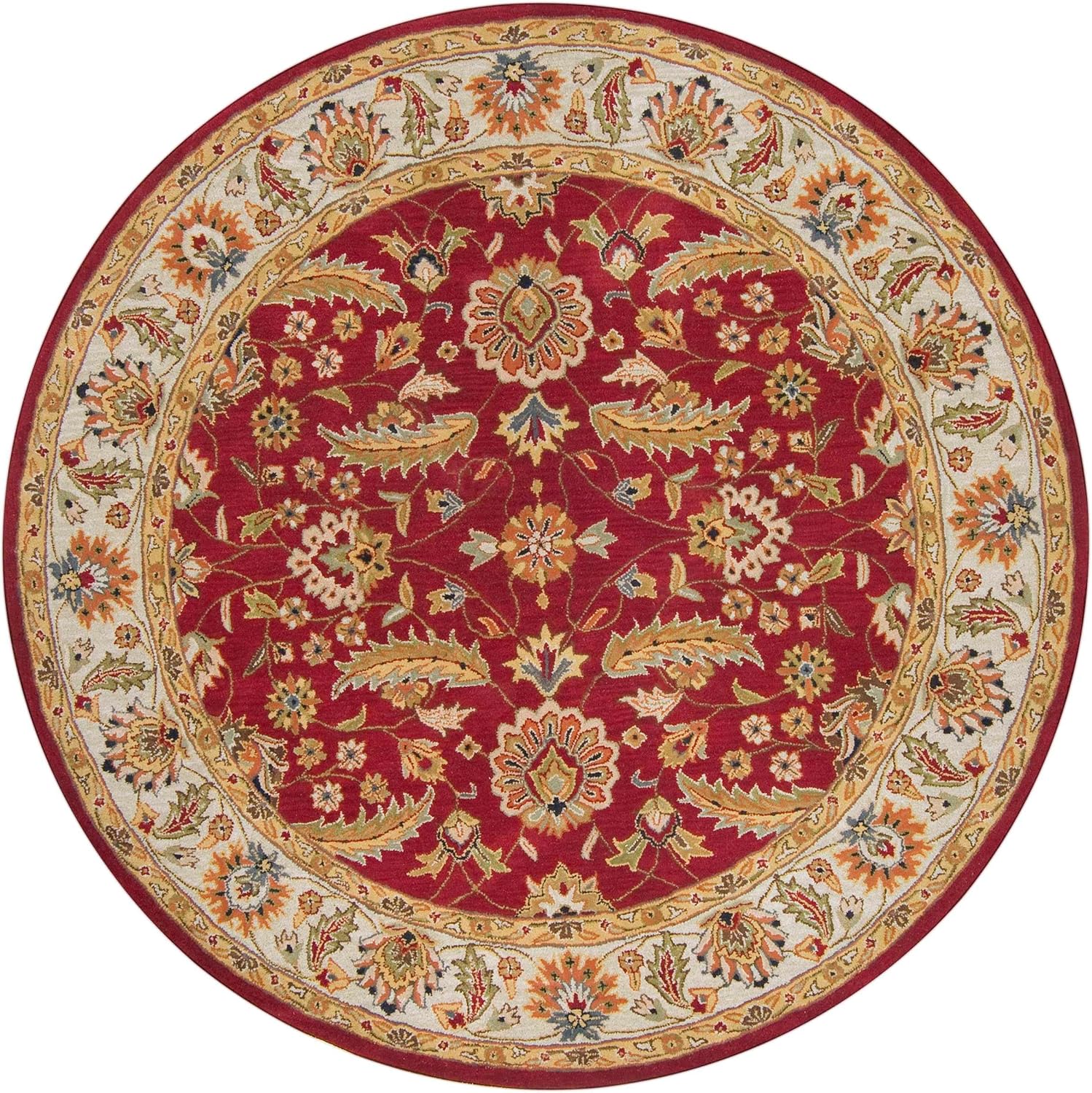 Amazon.com: Mark&Day Wool Rugs, 4ft Round Cochrane Traditional Dark Red ...