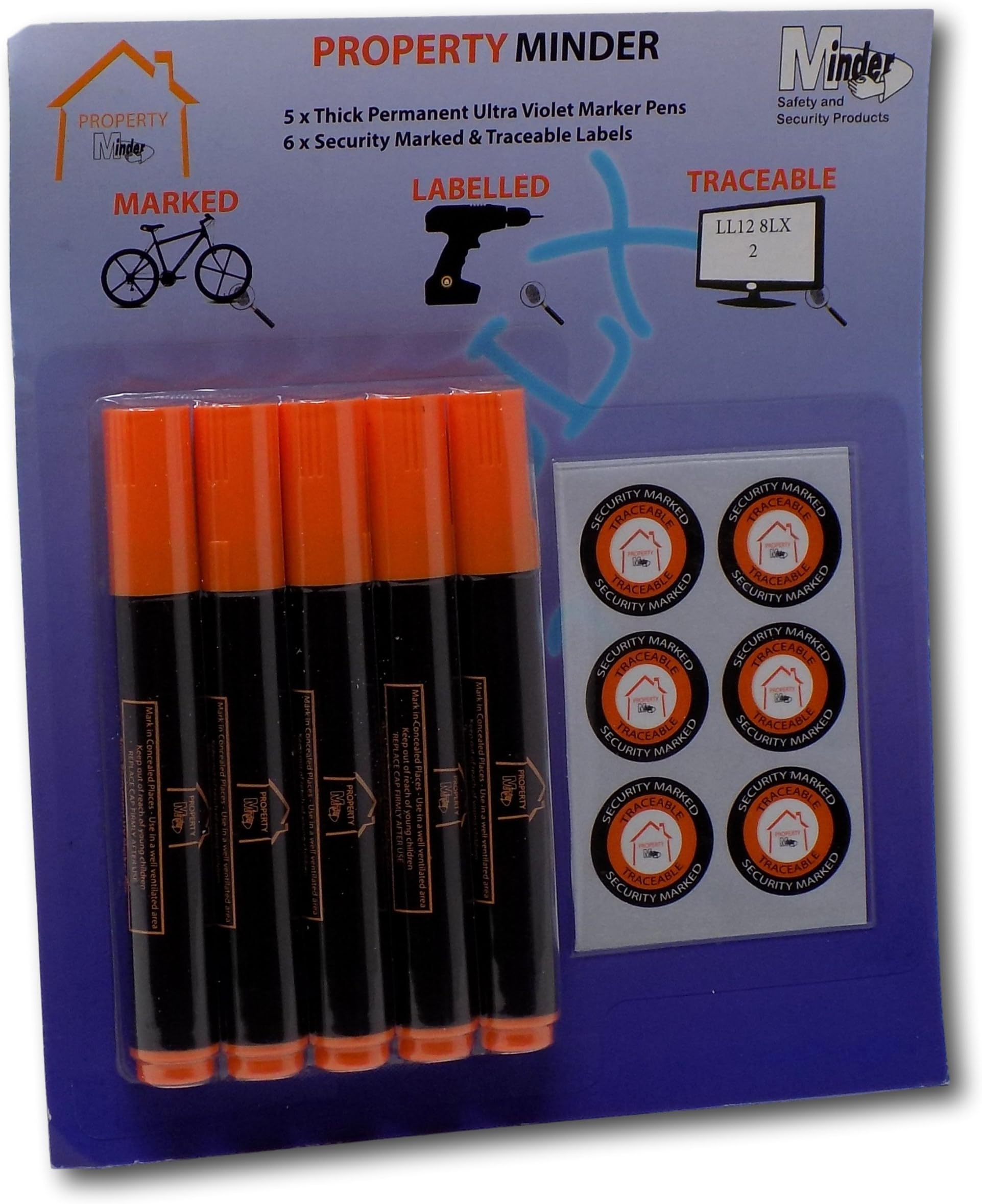 Minder Property Marking Pens - Including 5 x Invisible UV Ink Covert ...