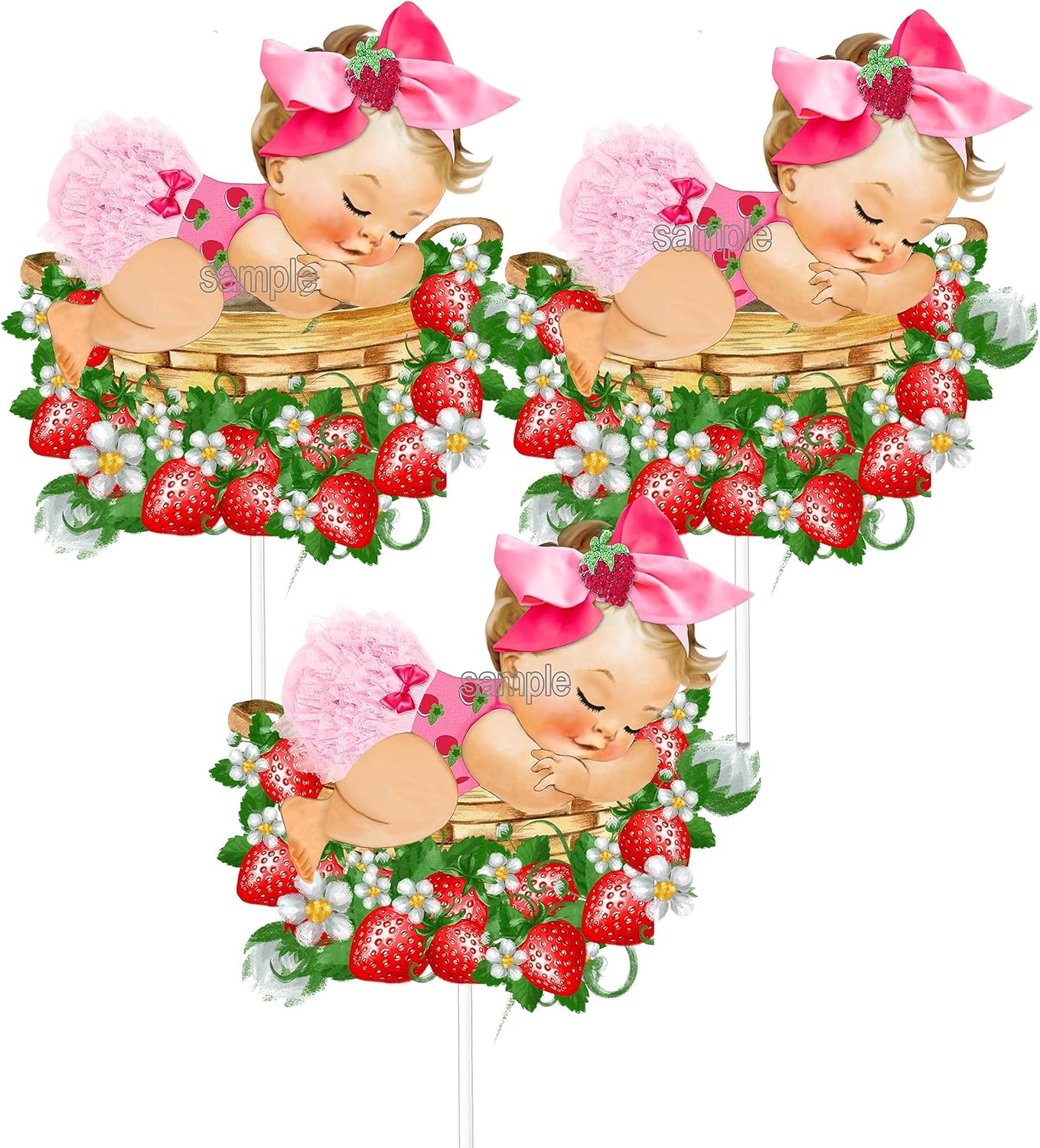 Amazon.com: Sleeping Strawberry Baby Girl Centerpiece Cutouts Baby ...