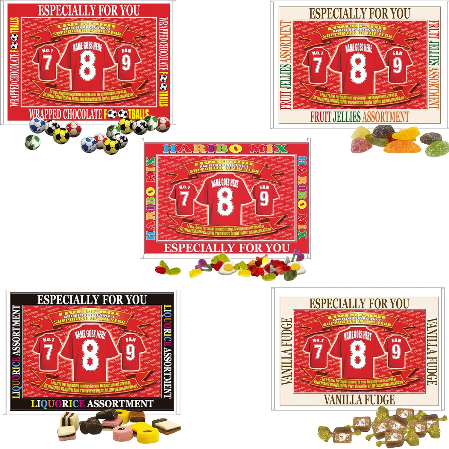 Liverpool Football Shirt Personalised Gift Boxed Sweets, multicolour ...