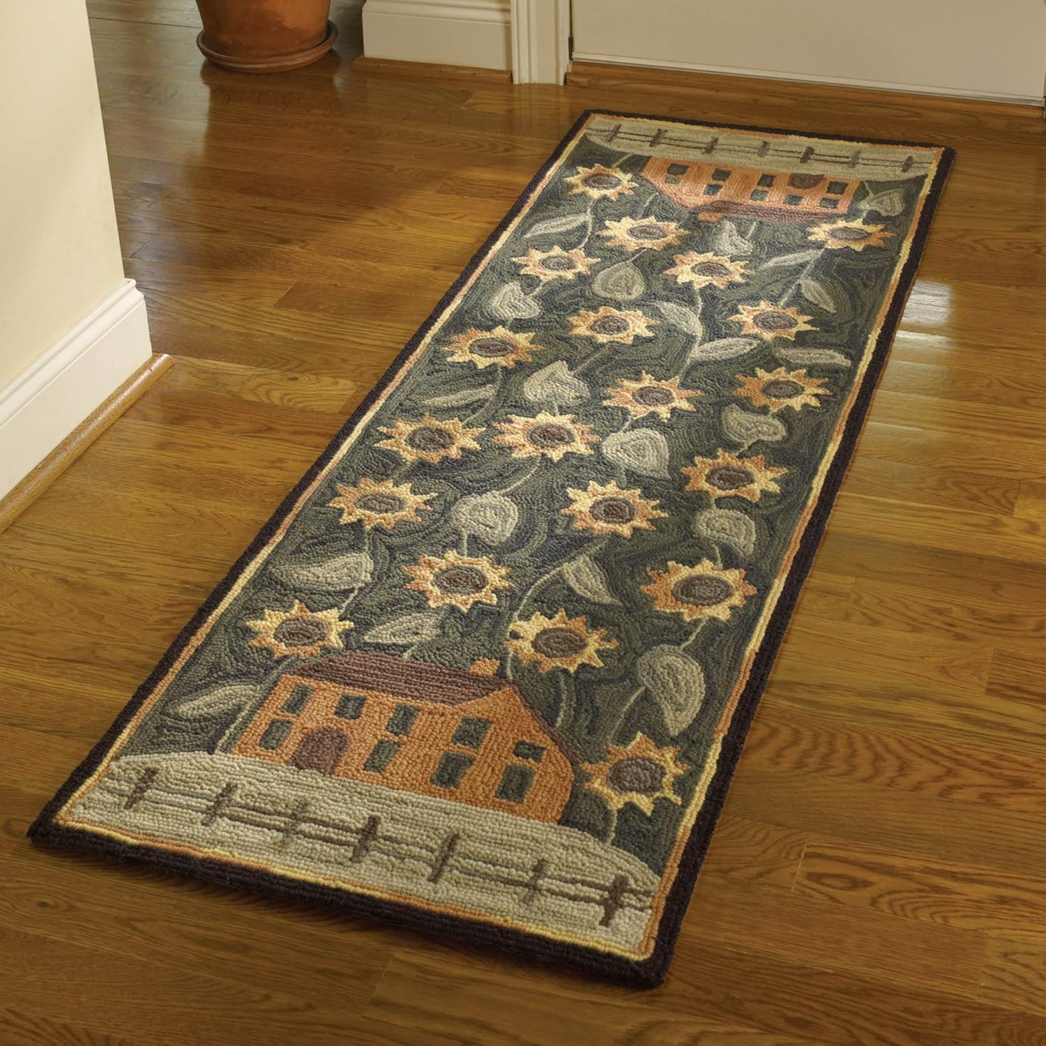 Amazon.com: Park Designs House and Sunflower Hooked Rug Runner, 24 x 72 ...