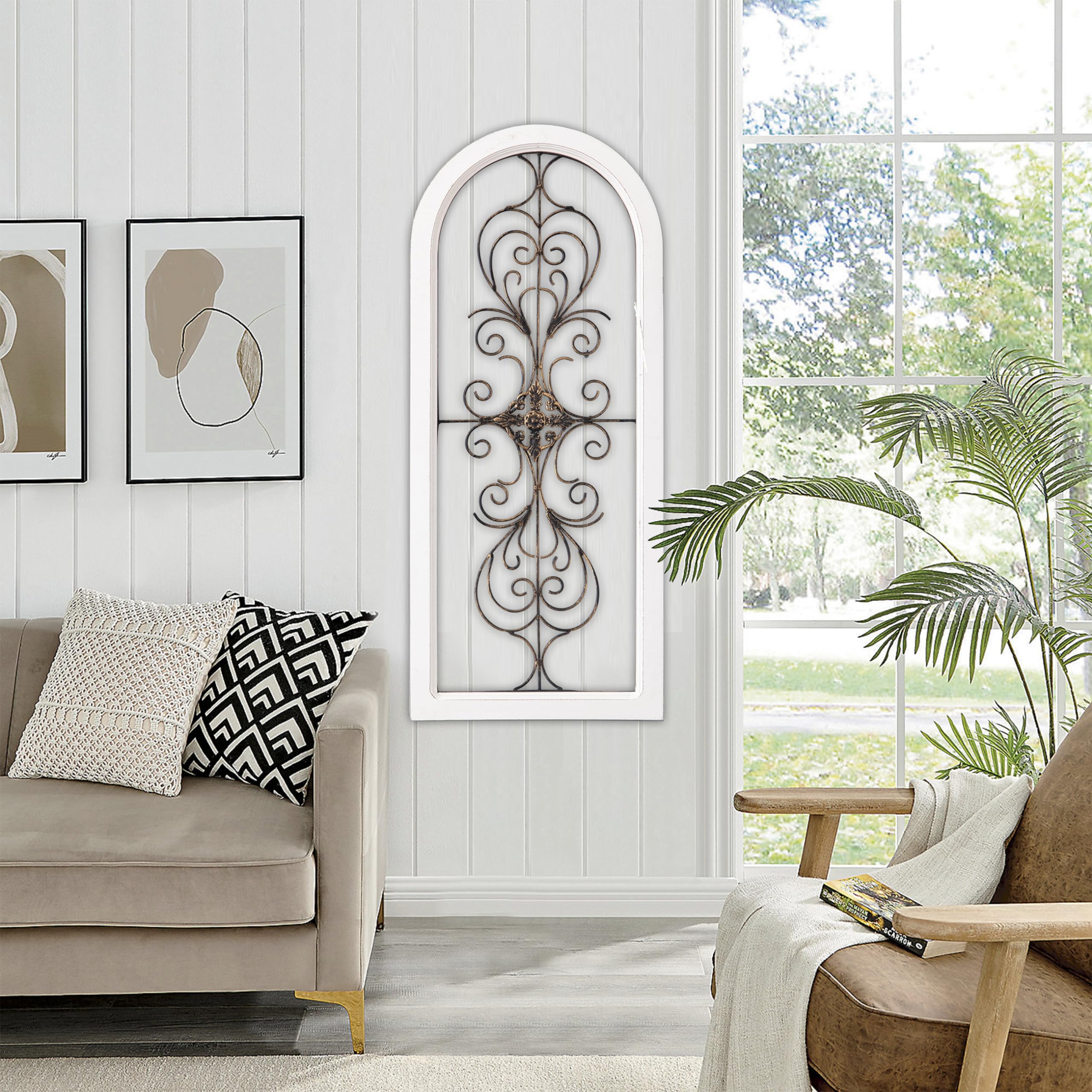 Sintosin Rustic Wood and Metal Wall Art Decor 13 X 32 Inches, Hanging ...