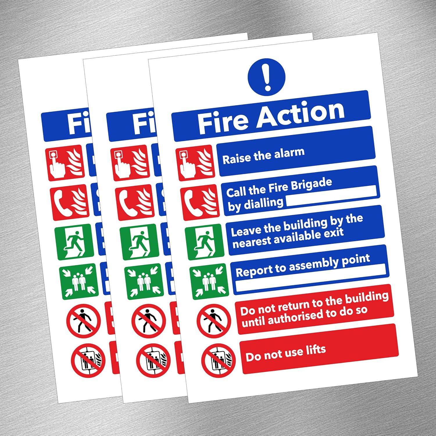 Large Fire Action Notice Vinyl Sign - 30 x 20 cm Ideal Sized Fire ...