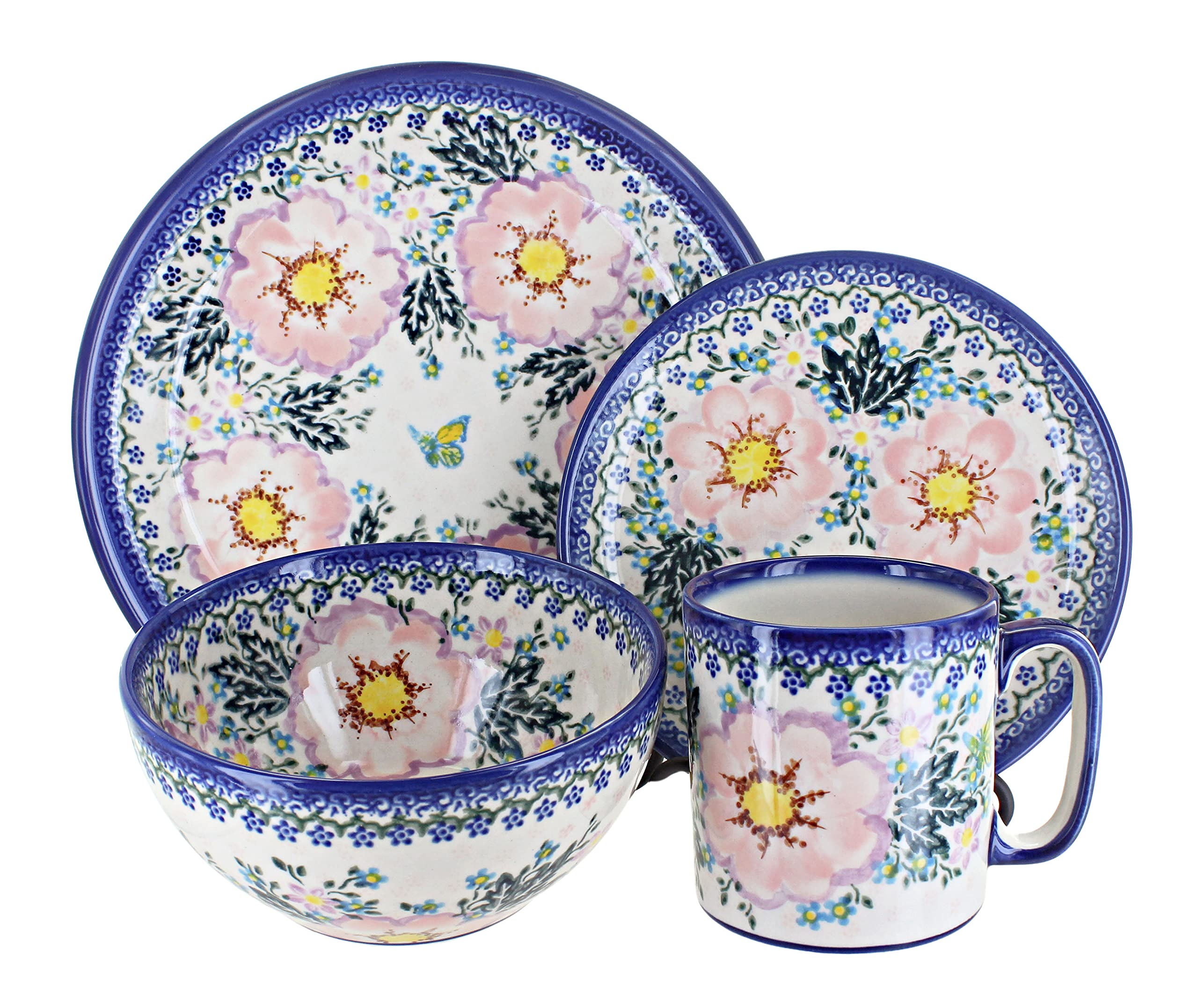Outlet South Carolina Blue Rose Polish Pottery Sunflower Maze 4-Piece ...