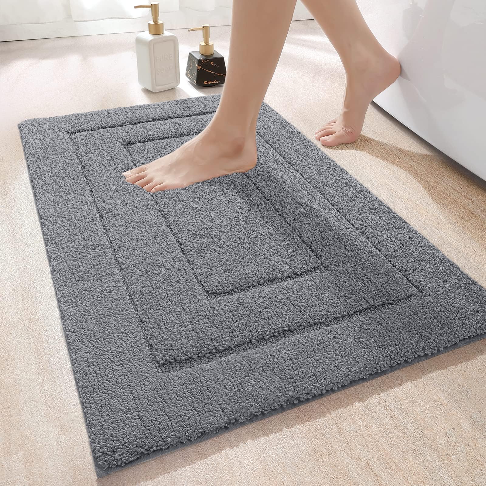 Telgoner Badematte, rutschfest Waschbar Badezimmerteppich 50X80 cm ...