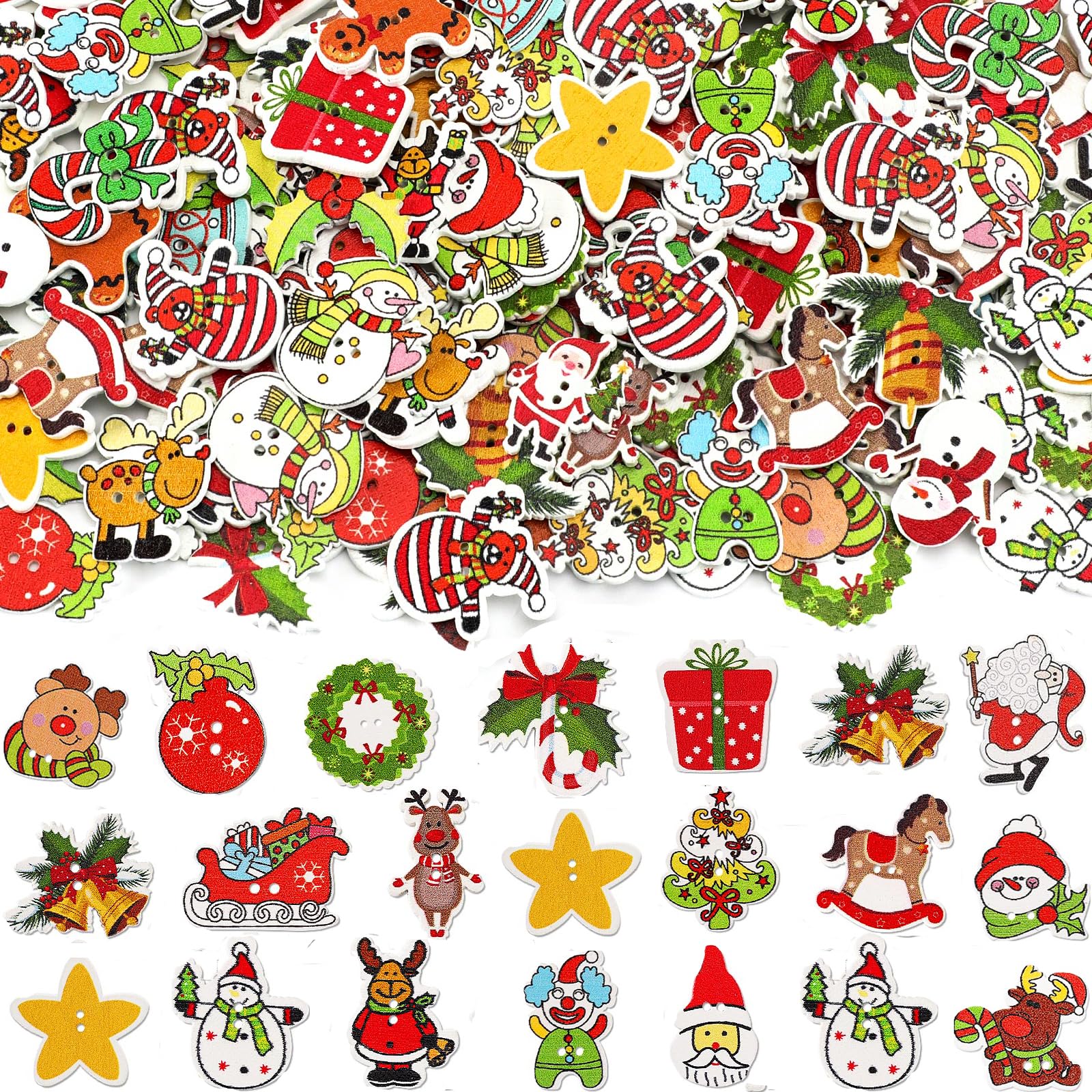 Amazon.com: AUGSUN 250Pcs Christmas Buttons for Crafting Assorted ...