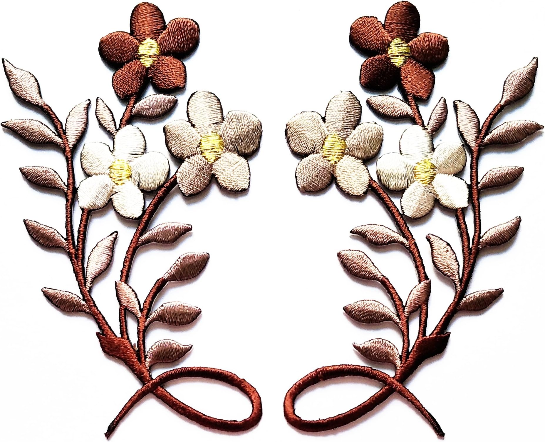 Amazon.com: Nipitshop Patches Brown Flowers Beautiful Patch Brown ...