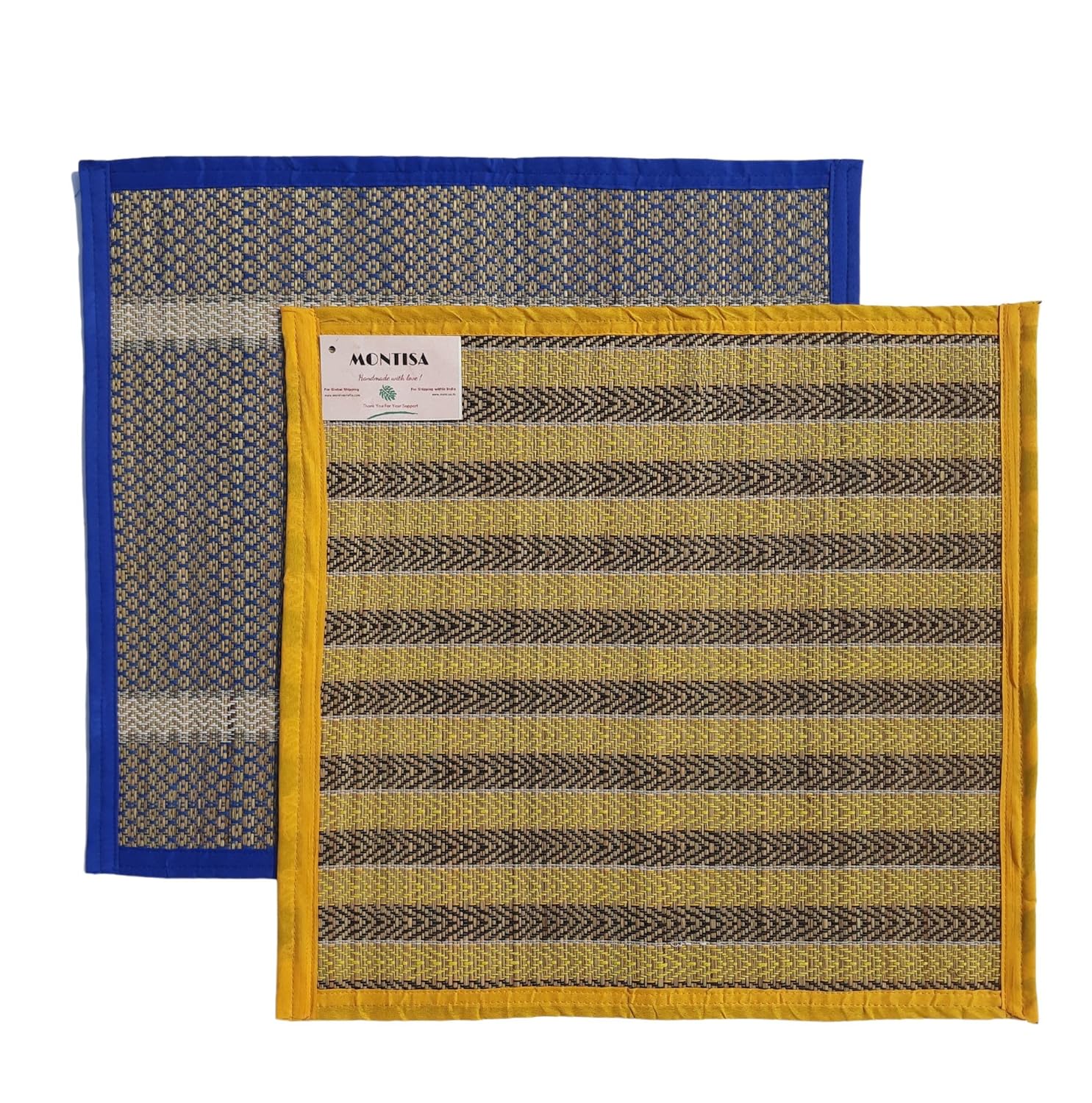 Buy MONTISA Korai Grass Straw Chatai Pooja Floor Sitting mats (Multi ...