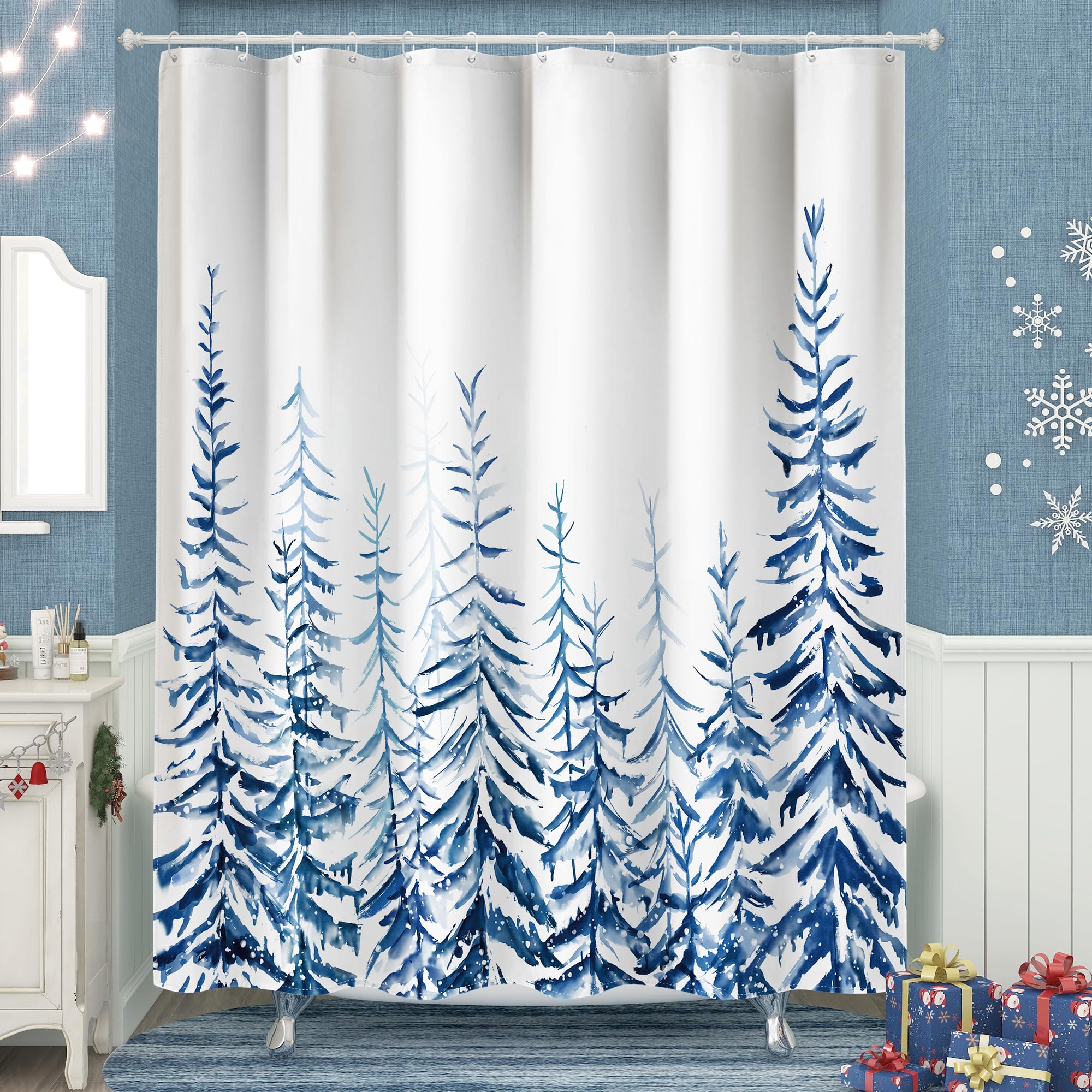 Amazon.com: Maxpeuvon Christmas Shower Curtain, Farmhouse Rustic Modern ...