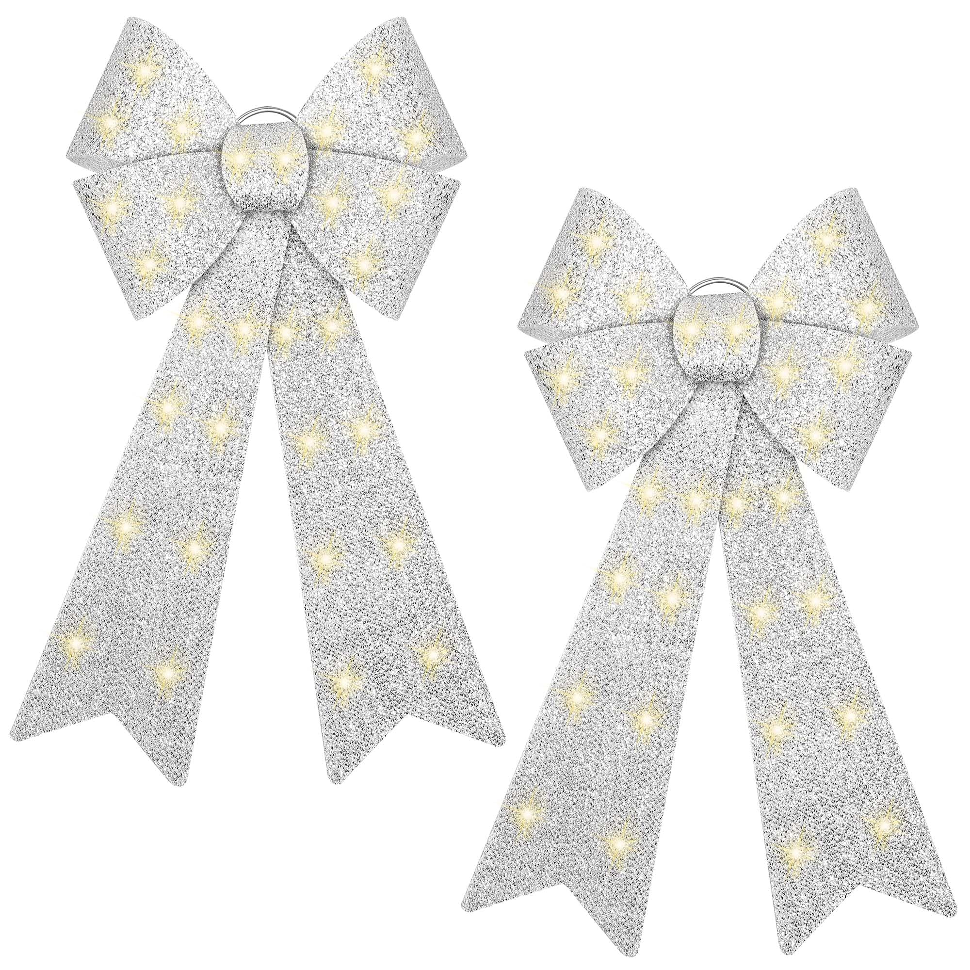 Amazon.com: ANVAVO 2 Pieces LED Christmas Bow Christmas Tree Topper Bow ...