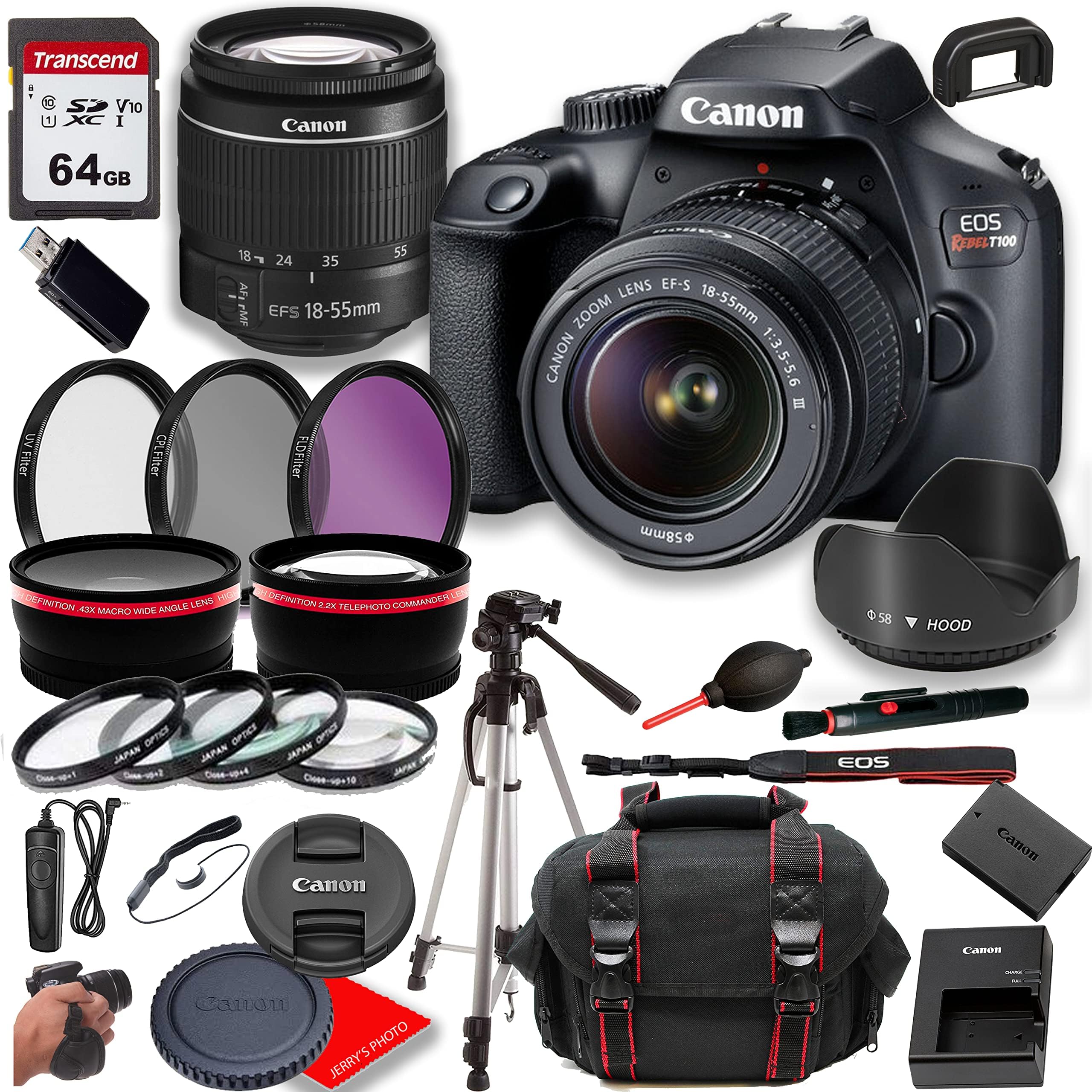 Amazon.com : Canon Rebel T100 (EOS 4000D) DSLR Camera w EF-S 18-55mm F ...