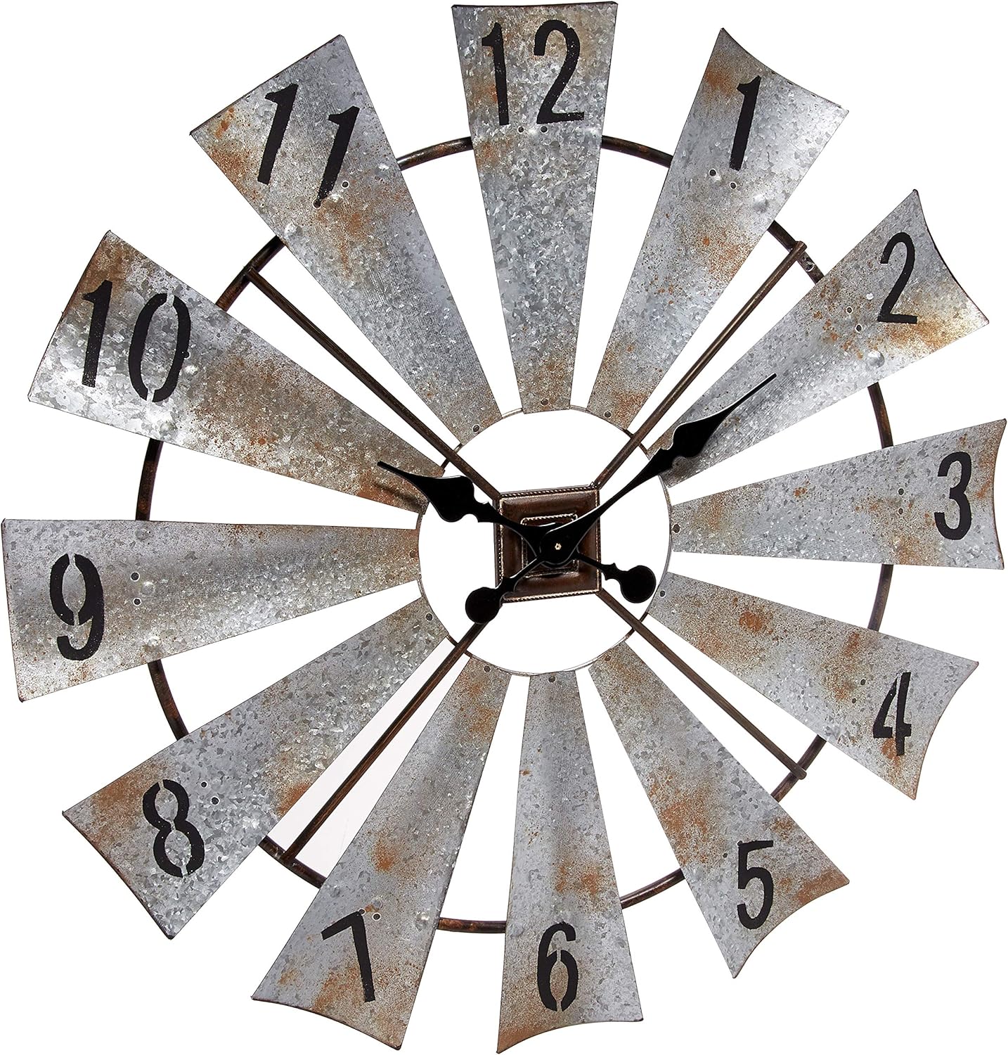 Amazon.com: Rustic Metal Round Windmill Wall Clock 30” : Home & Kitchen