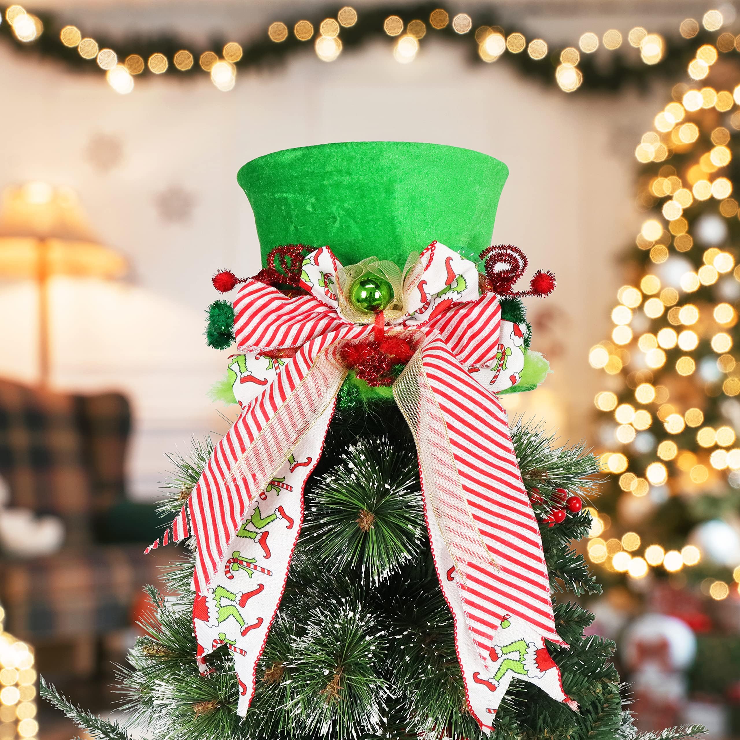 Amazon.com: PARTY KNIGHT Grinch Christmas Tree Topper - Hand Made Tree ...