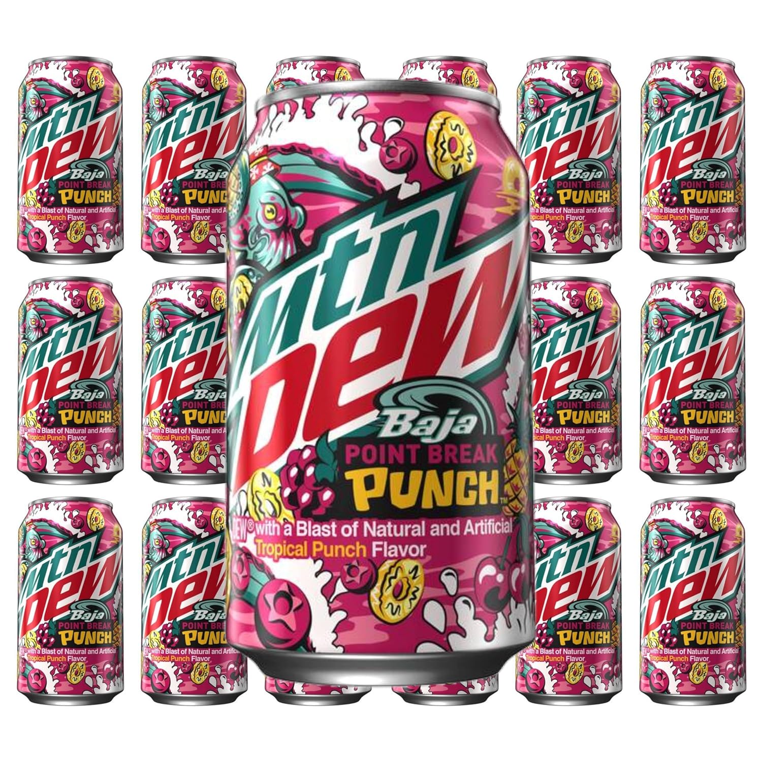 Amazon.com : Mtn Dew Baja, 15 Cans, 180 Fl Oz (Baja Point Break Punch ...