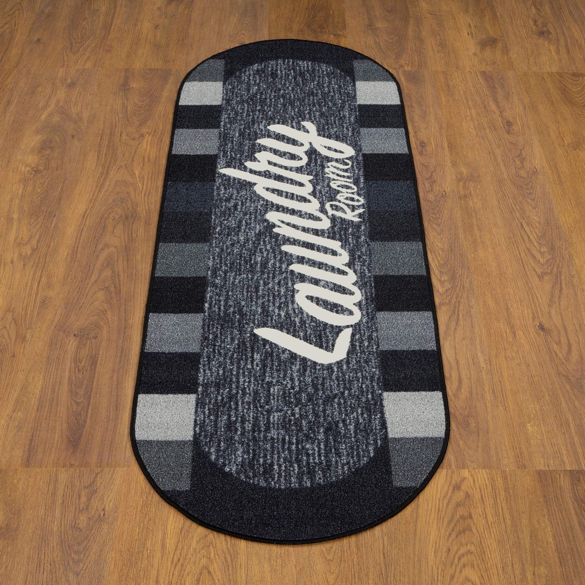 Ottomanson Machine Washable Checkered Border Laundry Room Rug Non-Slip ...