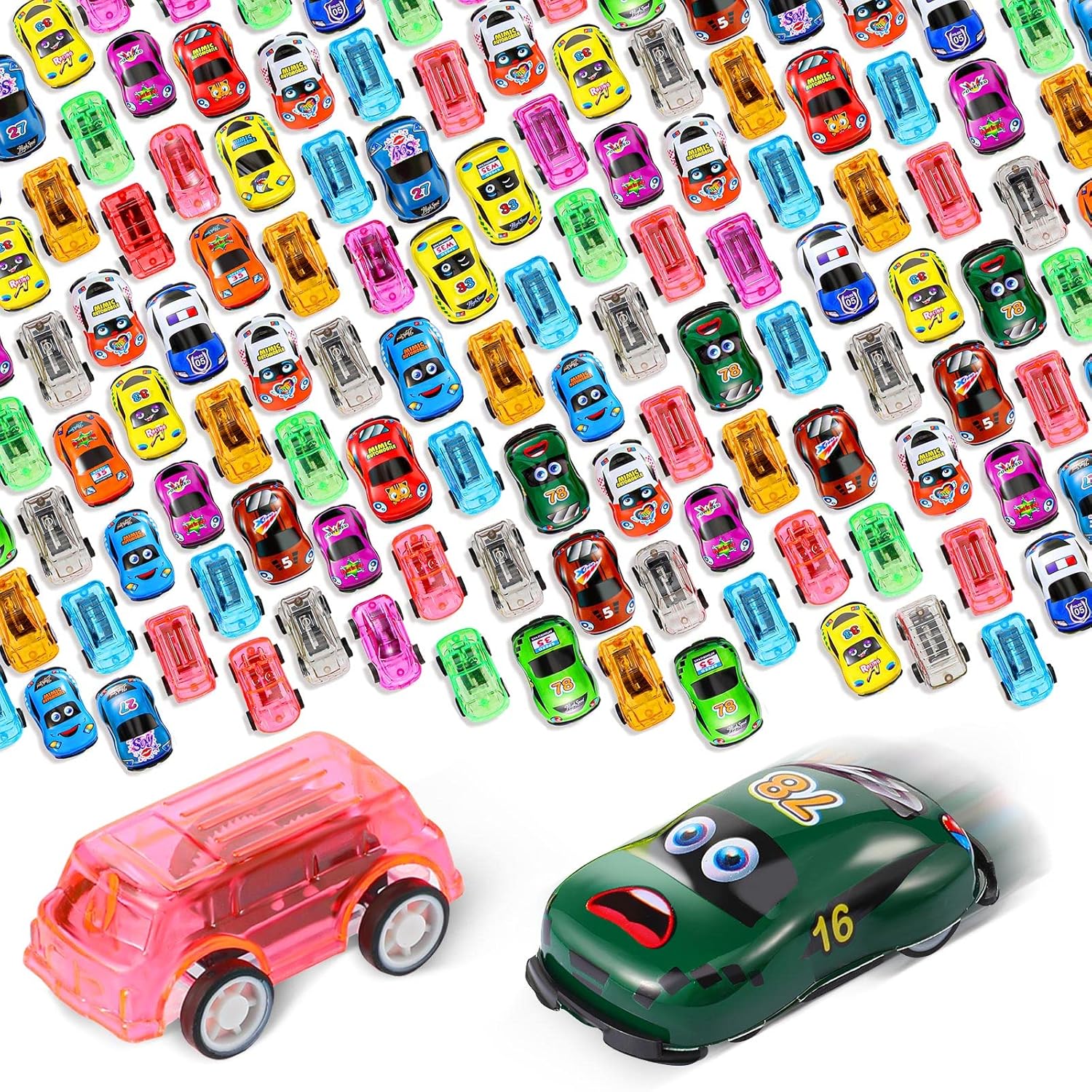 HyDren 200 Pcs Pull Back Vehicles 2 Styles Mini Cars Party Favors Bulk ...