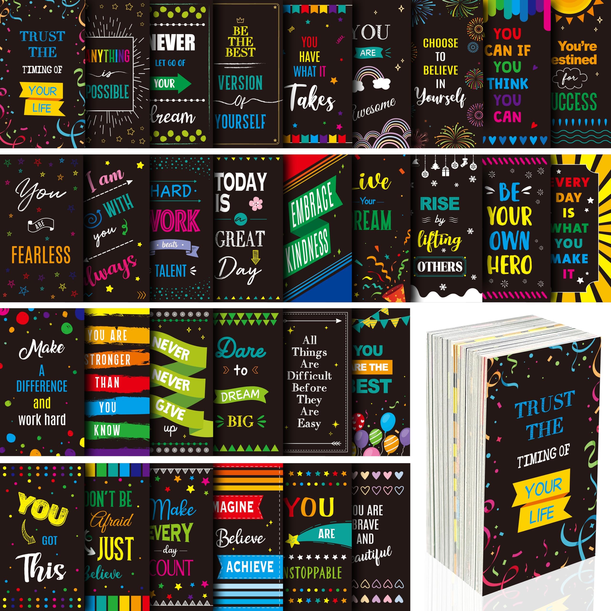 120 PCS Motivational Cards, 30 Designs Inspirational Cards with PET ...