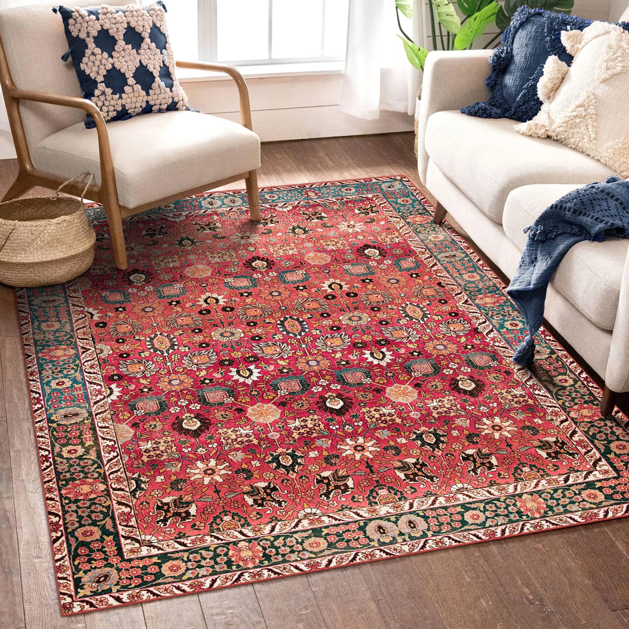 Amazon.com: Vivorug Washable Rug, Ultra Soft Area Rug 5x7, Non Slip Rug ...