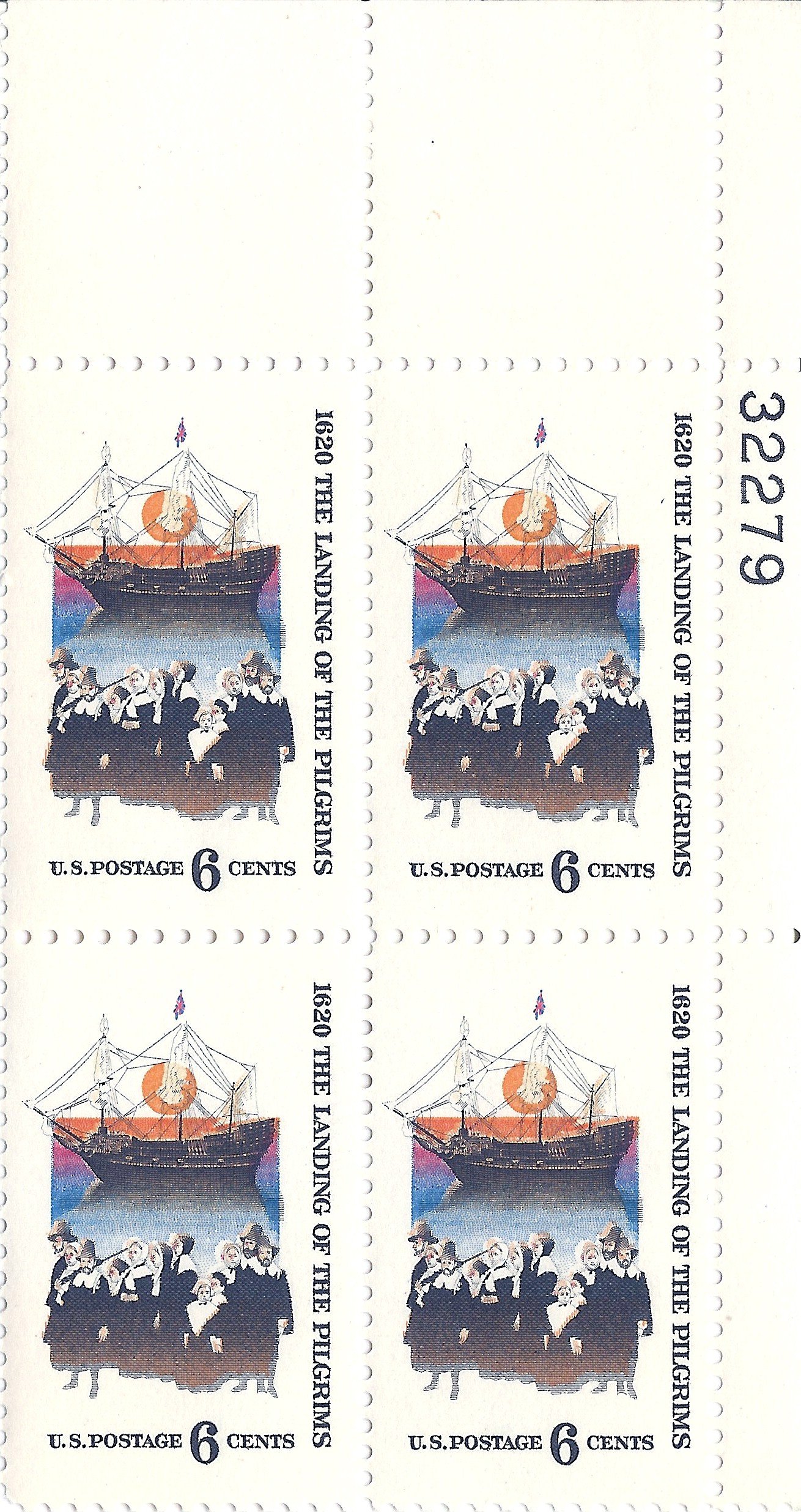 Amazon.com: 1971 Landing Of The Pilgrims 4 X 6¢ US Postage Stamp Scott ...