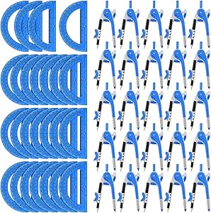 Amazon.com : Harloon 50 Pcs Plastic Compass and Protractor Set Math Set ...