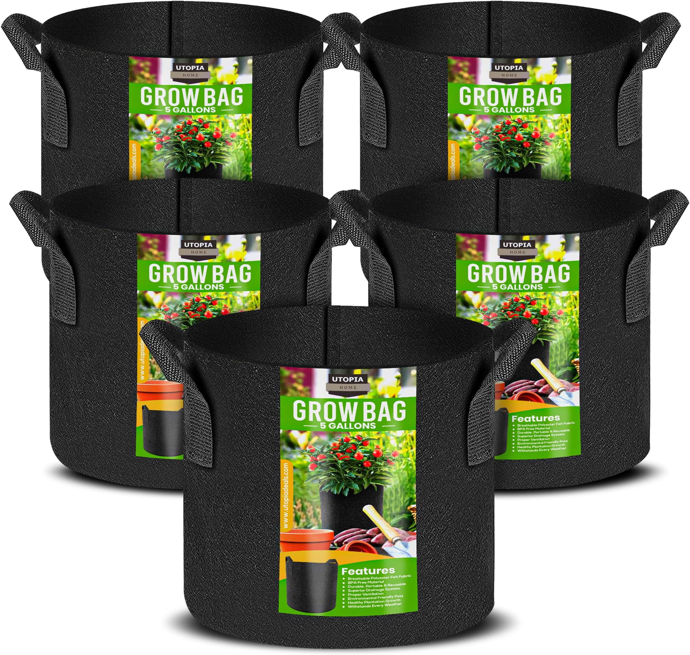 Amazon.com : Root Pouch Non-Degradable Reusable Grow Bag with Handles ...