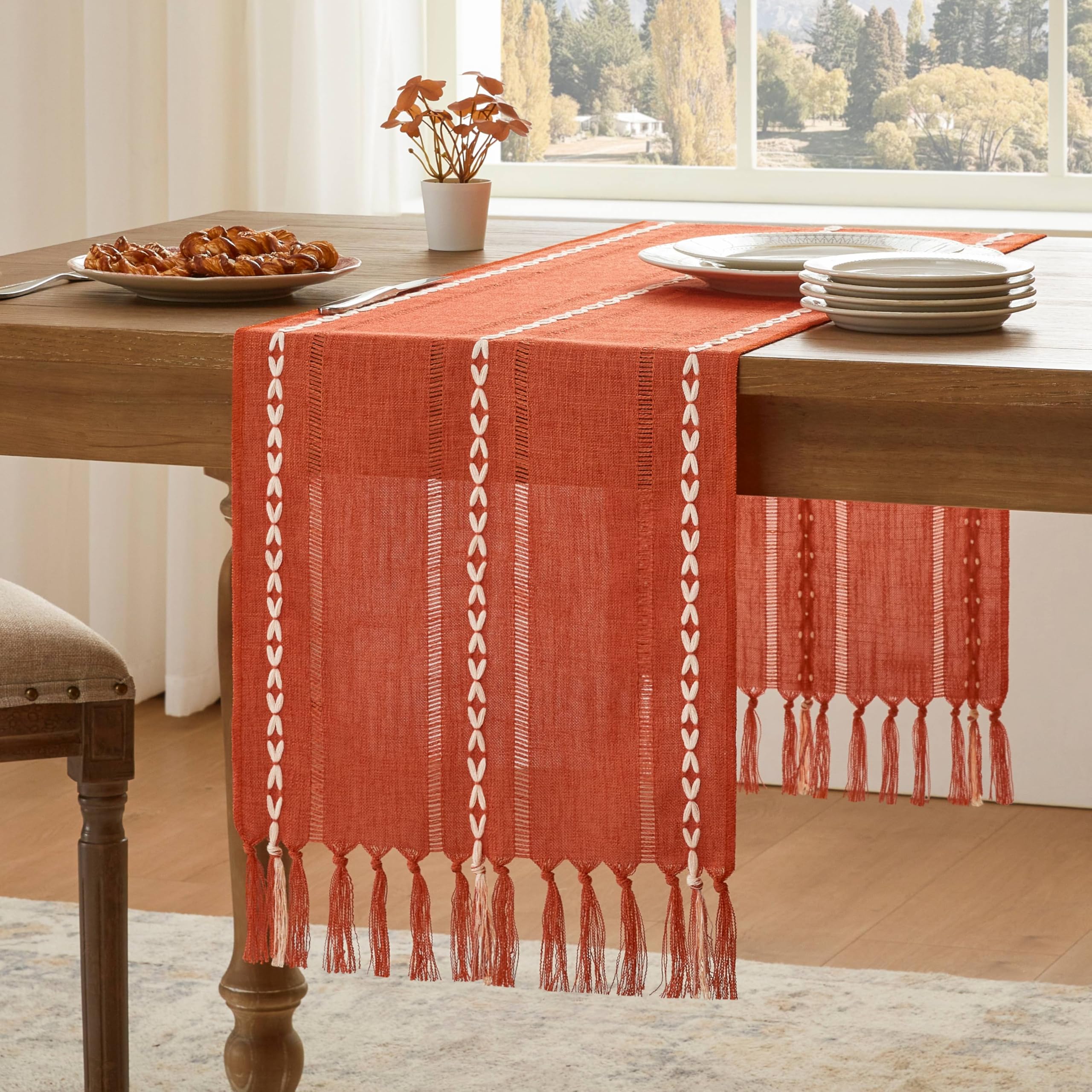 Amazon.com: YZJZEDS Hemstitched Farmhouse Fall Table Runner, Orange ...