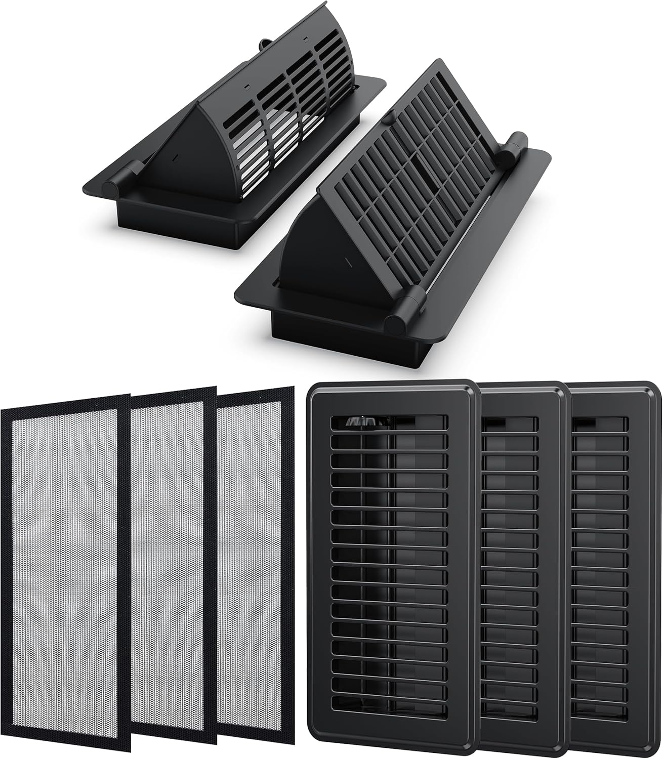 Plasitc Vent Deflectors Black 2 Pack and Metal Floor Vent with Screen ...
