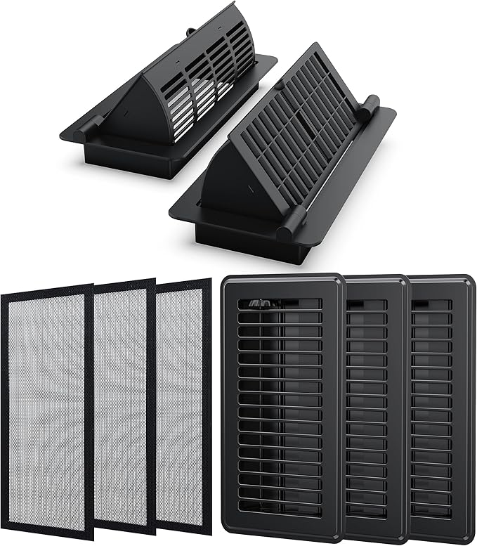 Plasitc Vent Deflectors Black 2 Pack and Metal Floor Vent with Screen ...