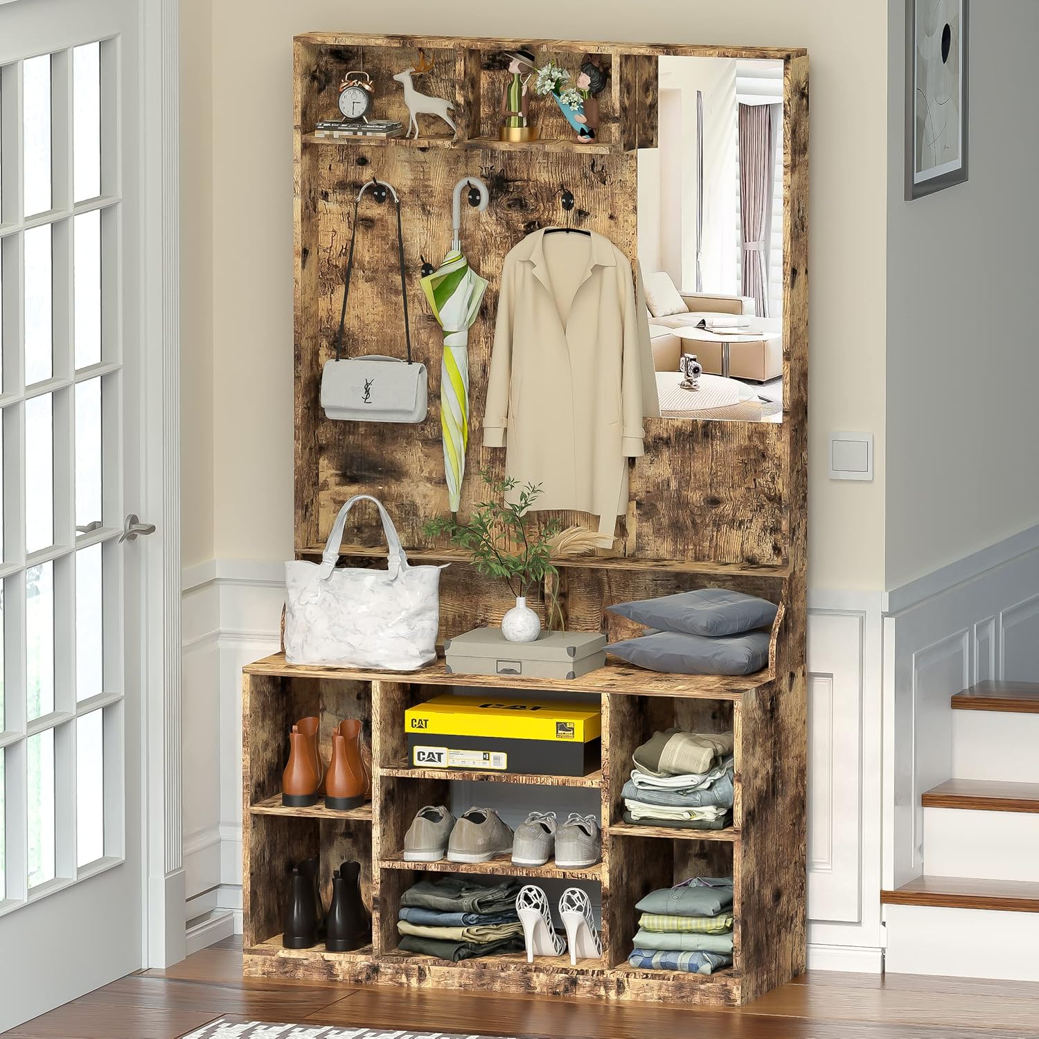 Amazon.com: PAKASEPT Hall Tree with Bench and Shoes Storage, 5-in-1 ...