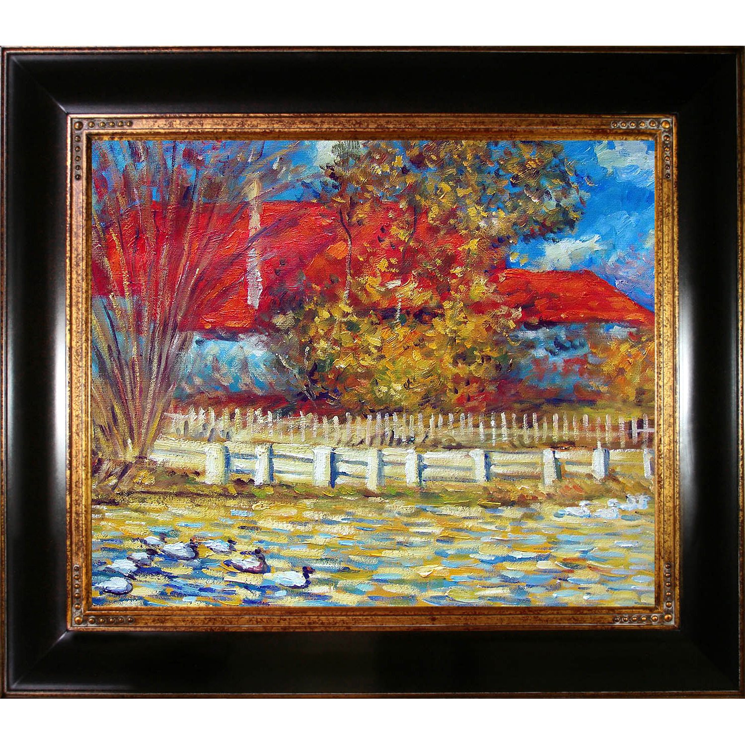 overstockArt The Pond with Ducks in Autumn, 1873 by Monet with Opulent ...