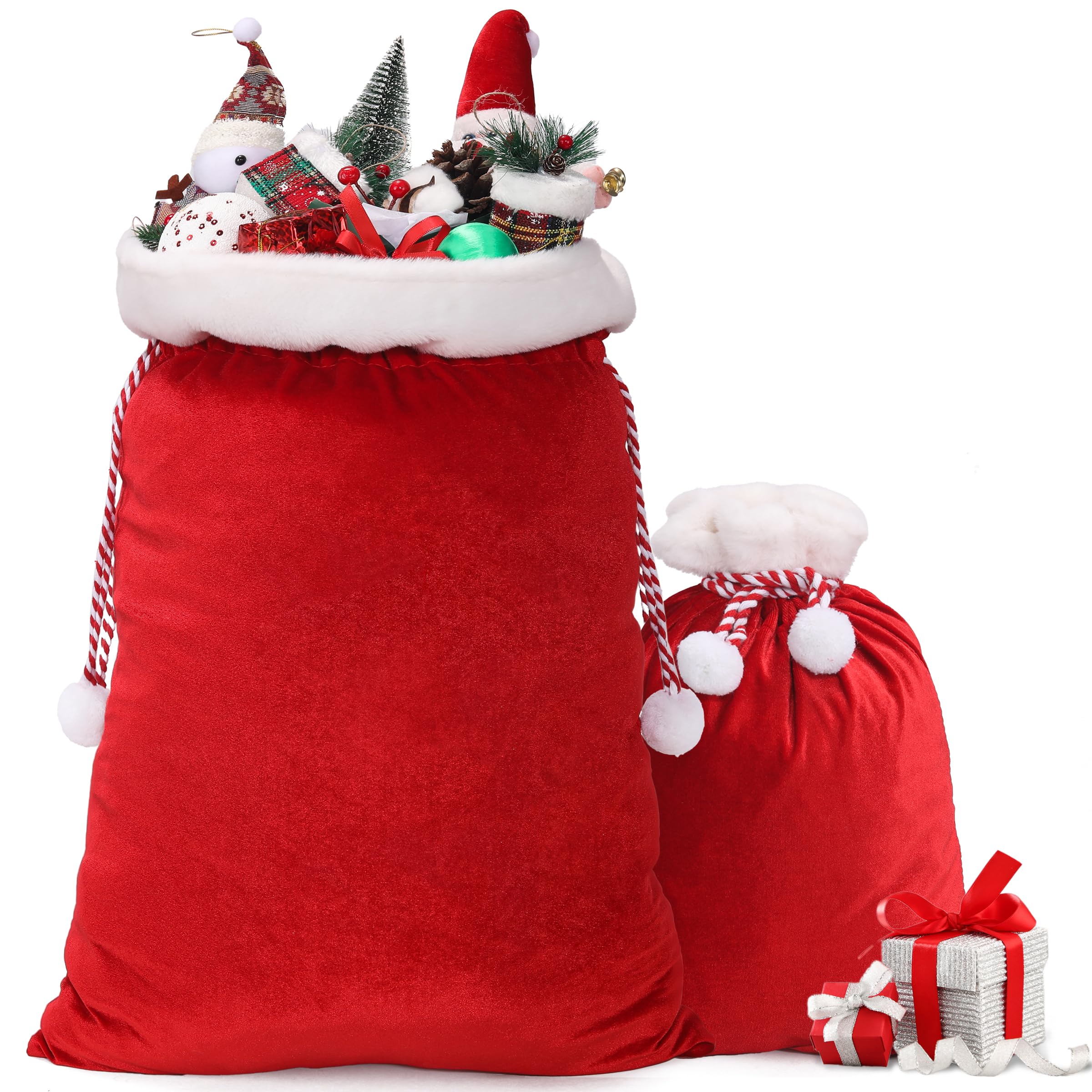 Amazon.com: wonshia 2Pcs Christmas Velvet Santa Sack Large Christmas ...
