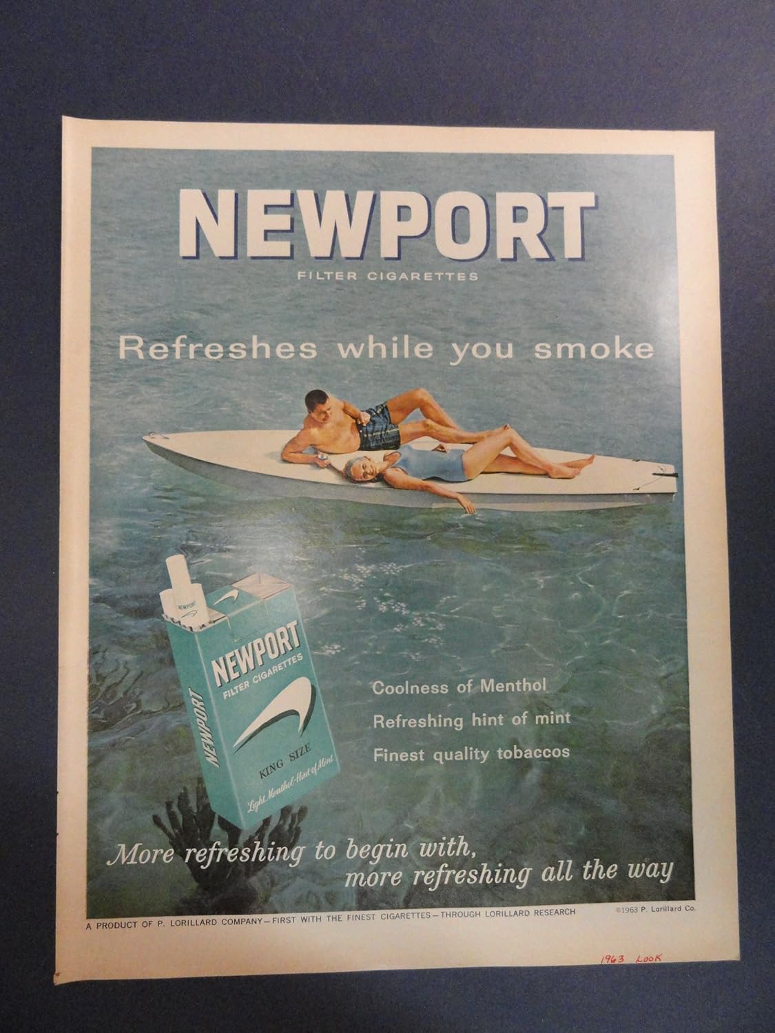 Amazon.com: Newport Filter Cigarettes. 1963 full page print ...