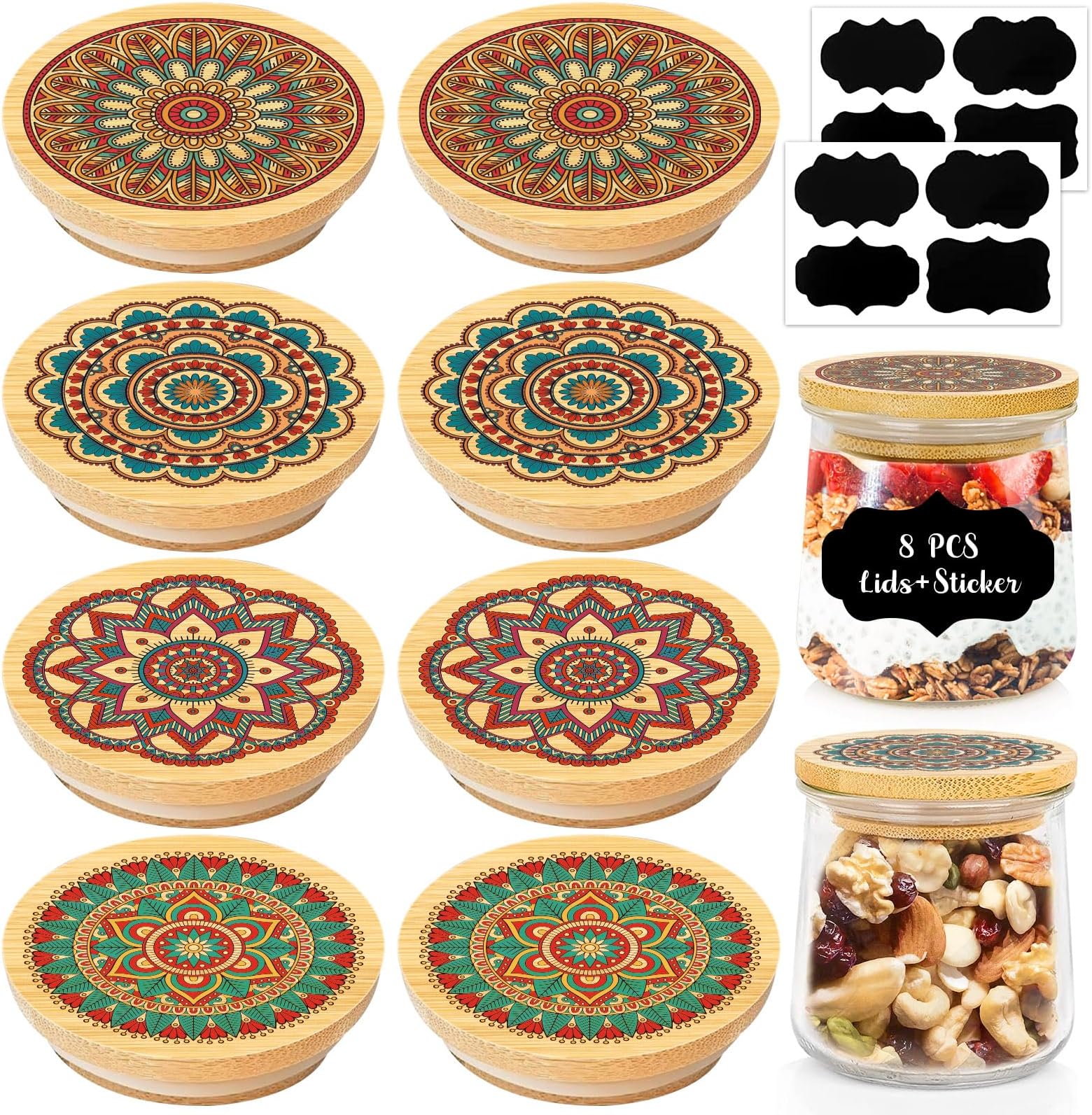 Amazon.com: 12 Pack Oui Yogurt Jar Lids, Oui Lids, Reusable Bamboo ...