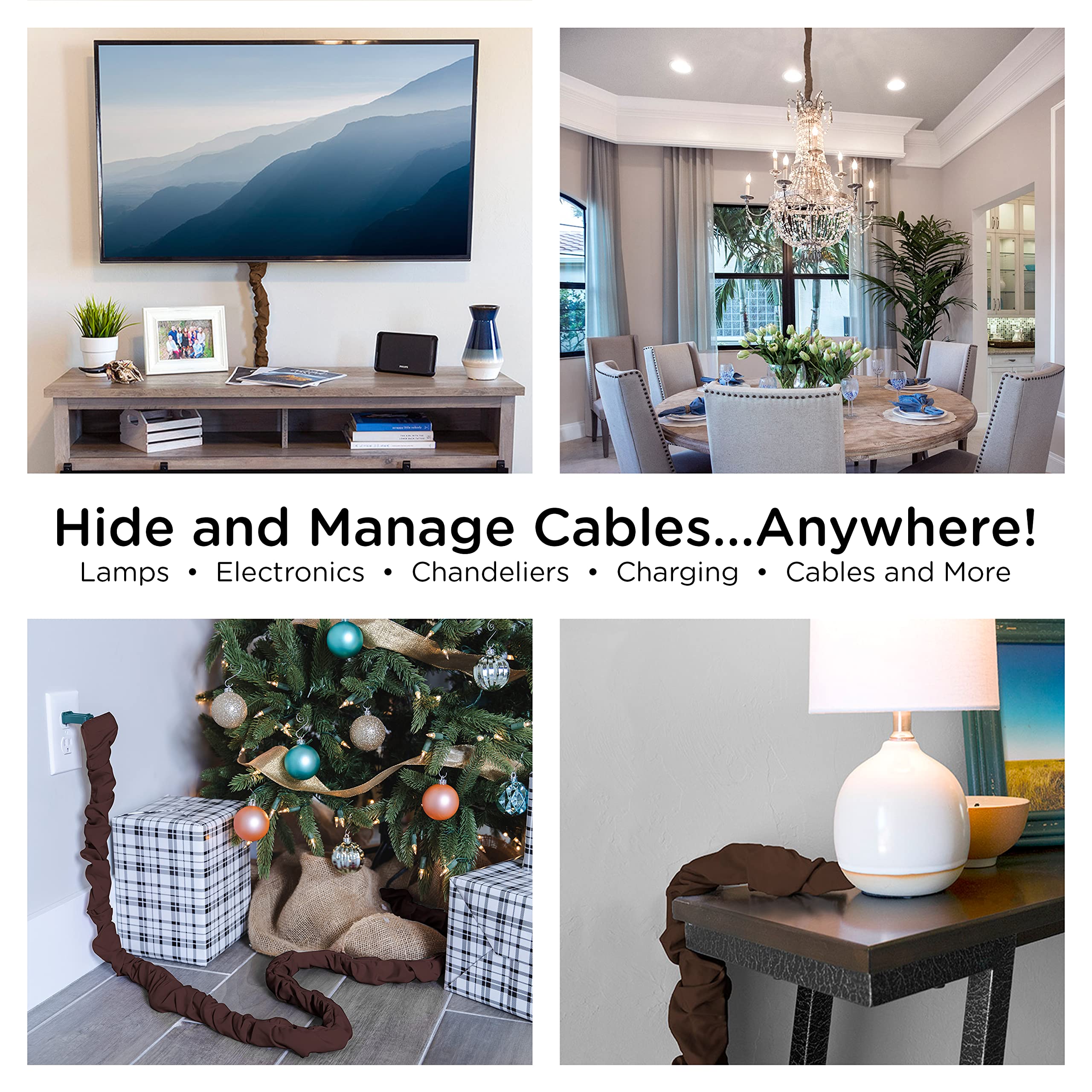 Snapklik.com : Fabric Cord Cover, 6 Ft, Cable Management And Hider ...