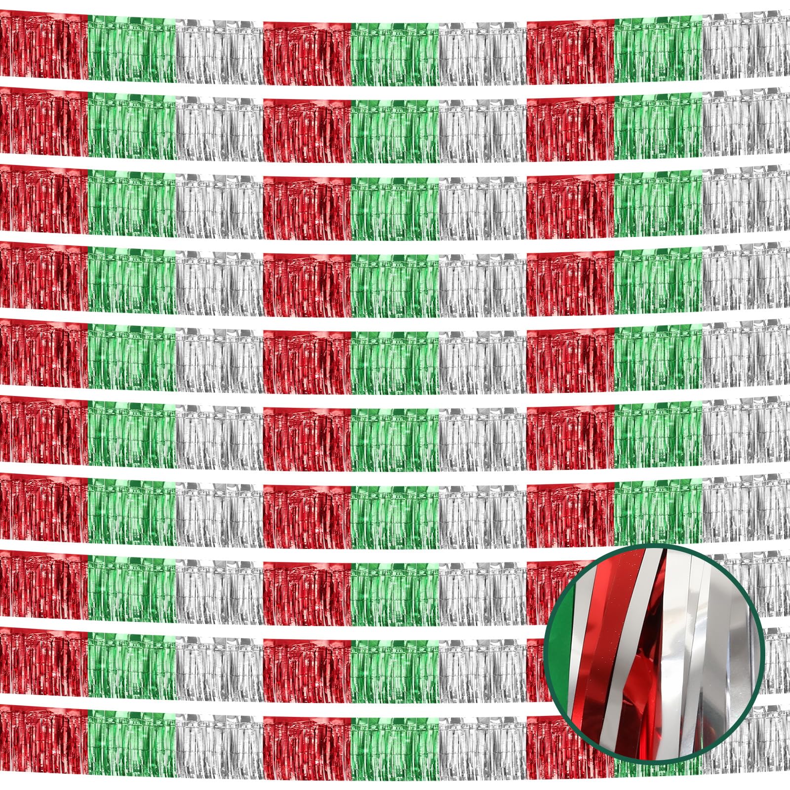 Amazon.com: 10 Pack 10 Feet Christmas Foil Fringe Garland Red Silver ...
