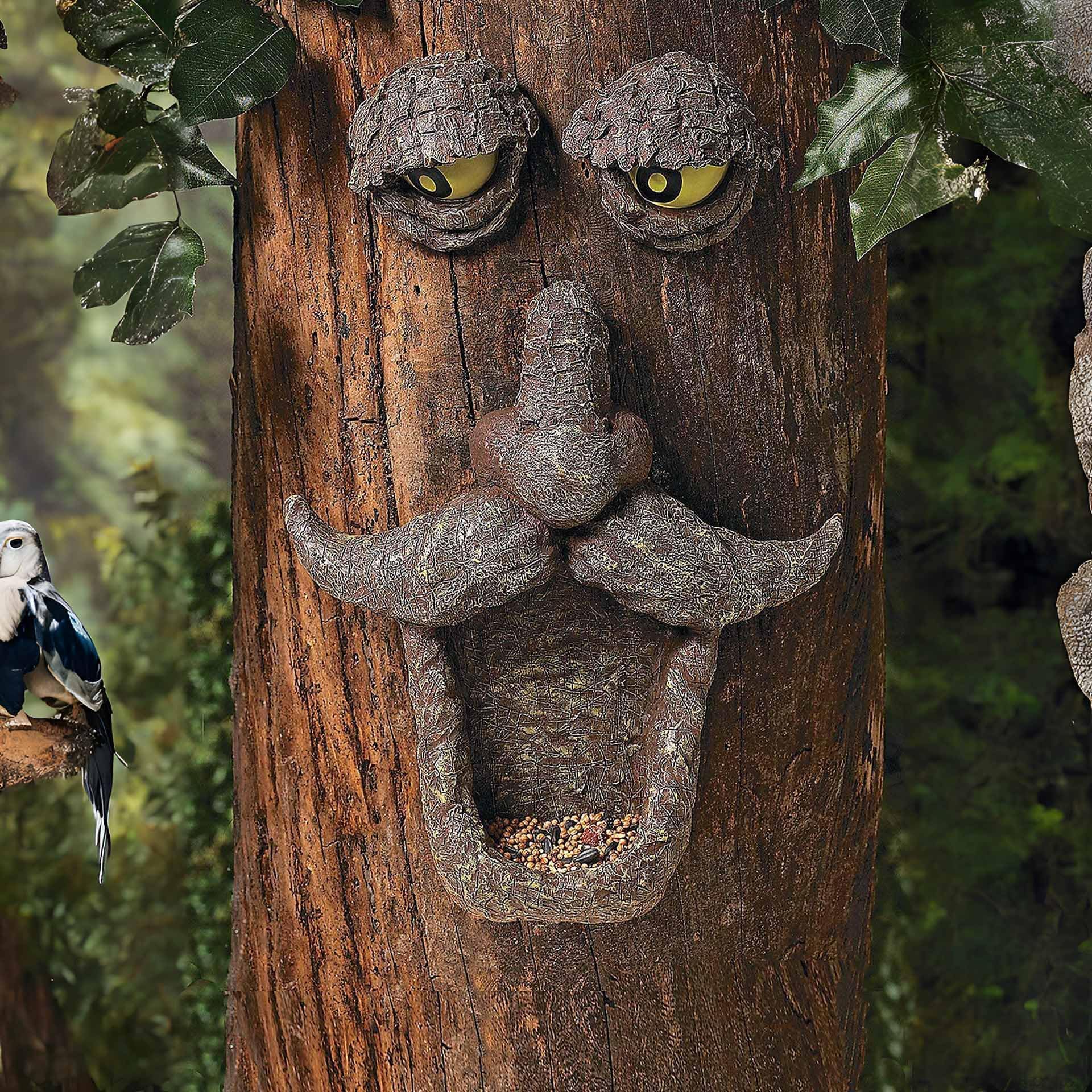 Amazon.com : Tree Faces Decor Outdoor, Old Man Wild Bird Feeder Tree ...
