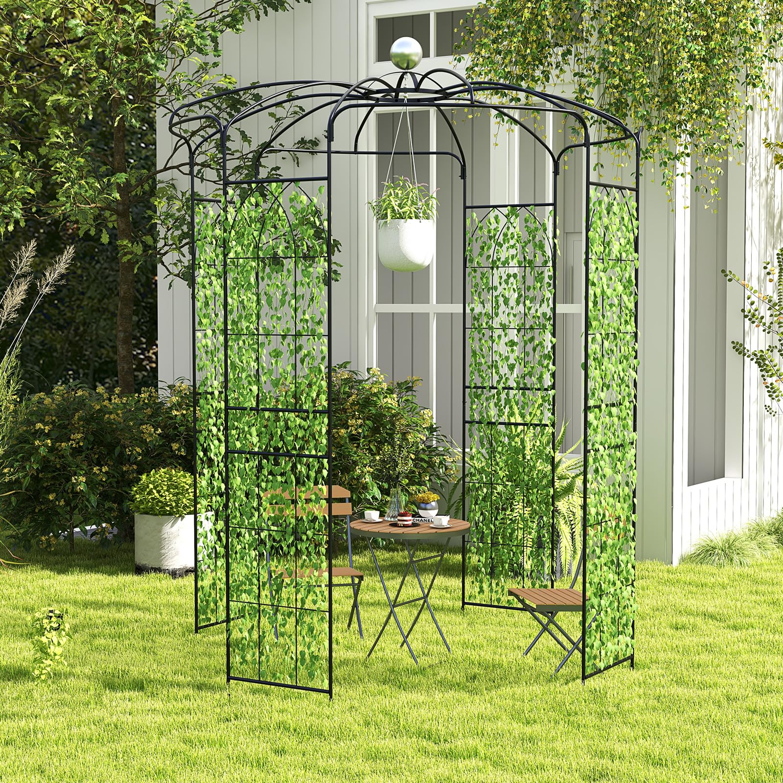 Wrought Iron Dome Ivy Climb Arch Garden Trellis Garden Trellis Arch