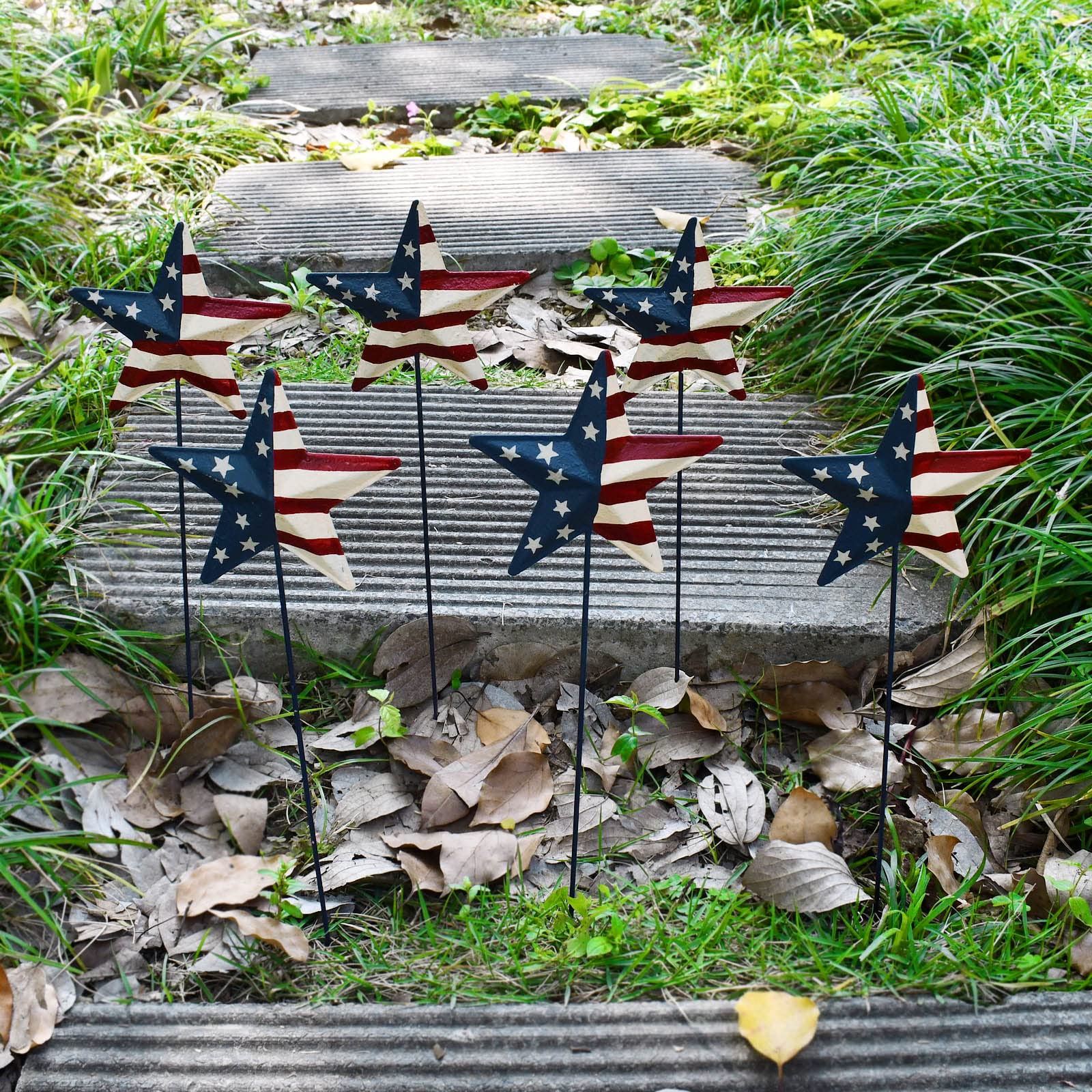 Outdoor American Flag Metal Star Glitzhome Metal Outdoor Garden Stake