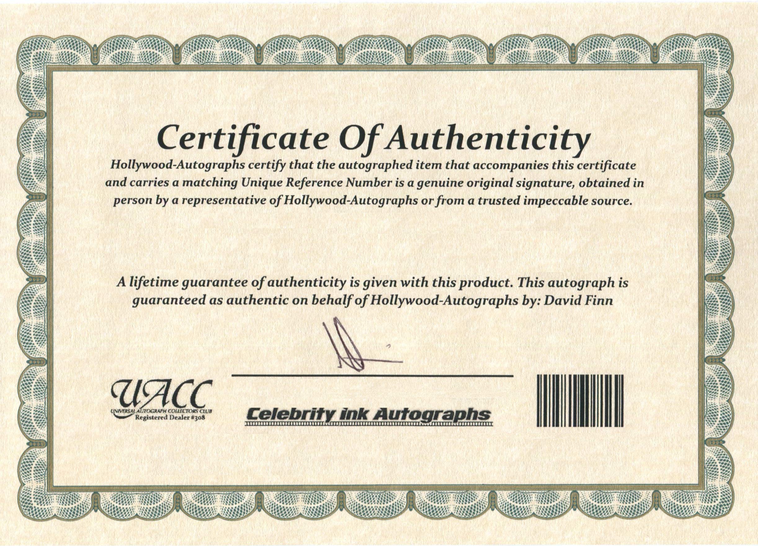 Certificate Of Authenticity For Autograph Template FREE, 57% OFF
