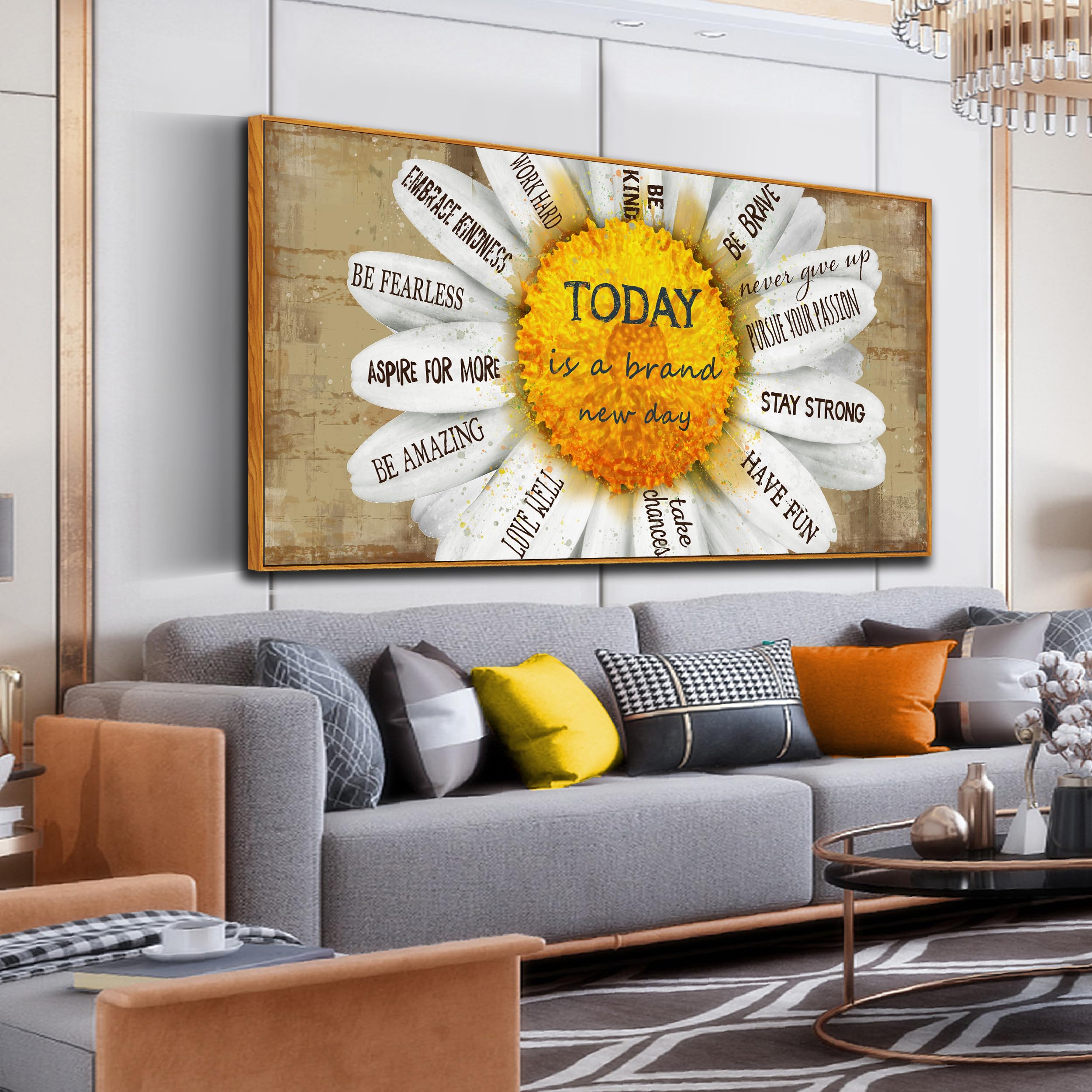 Amazon.com: Framed Inspirational Wall Art Living Room - Yellow Pictures ...