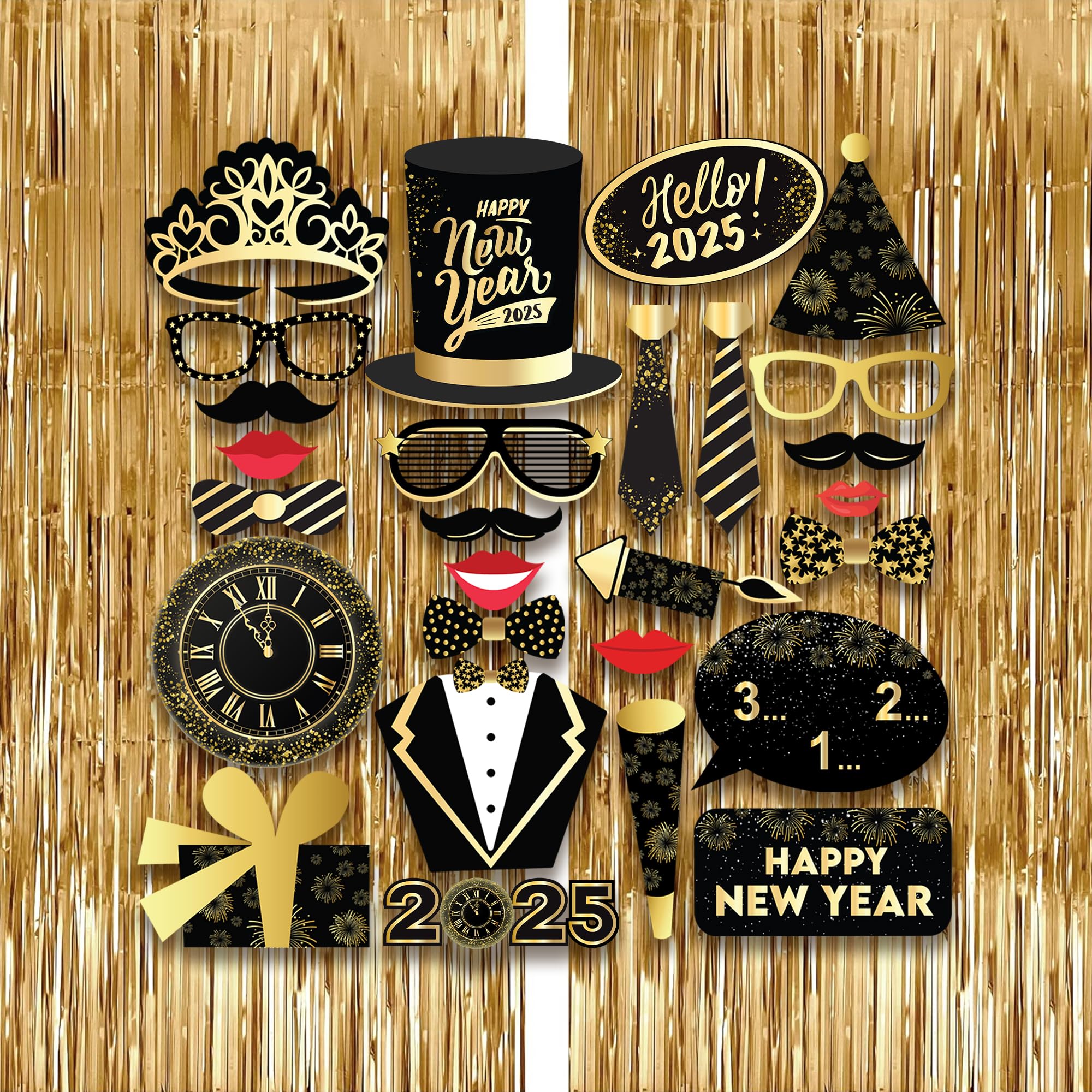 Amazon.com: KatchOn, New Years Photo Booth Props 2025 - Pack of 27 ...