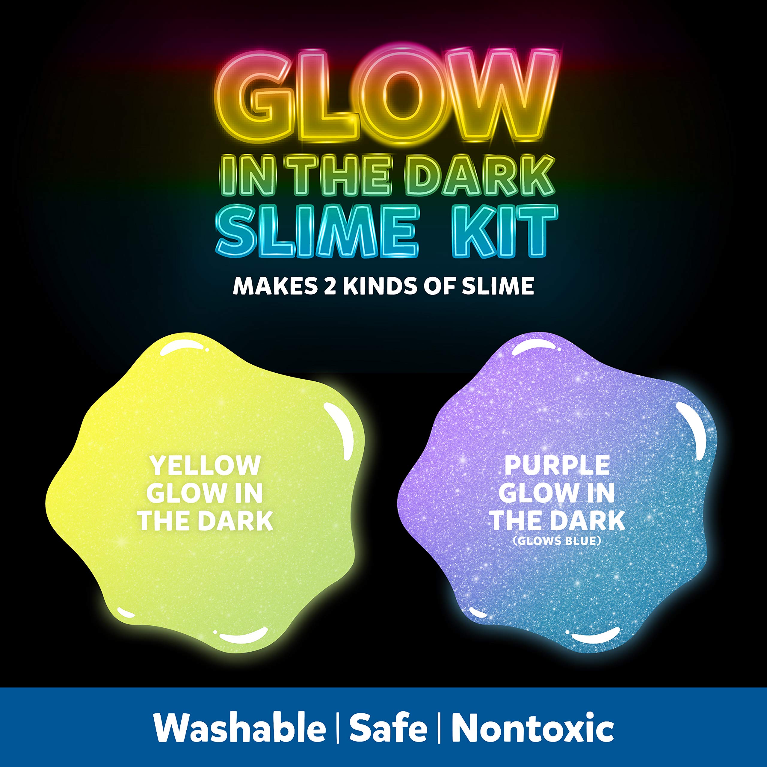Elmer's Glow-in-the-Dark Slime Kit (2062242), Yellow + Purple Glow, 4 ...