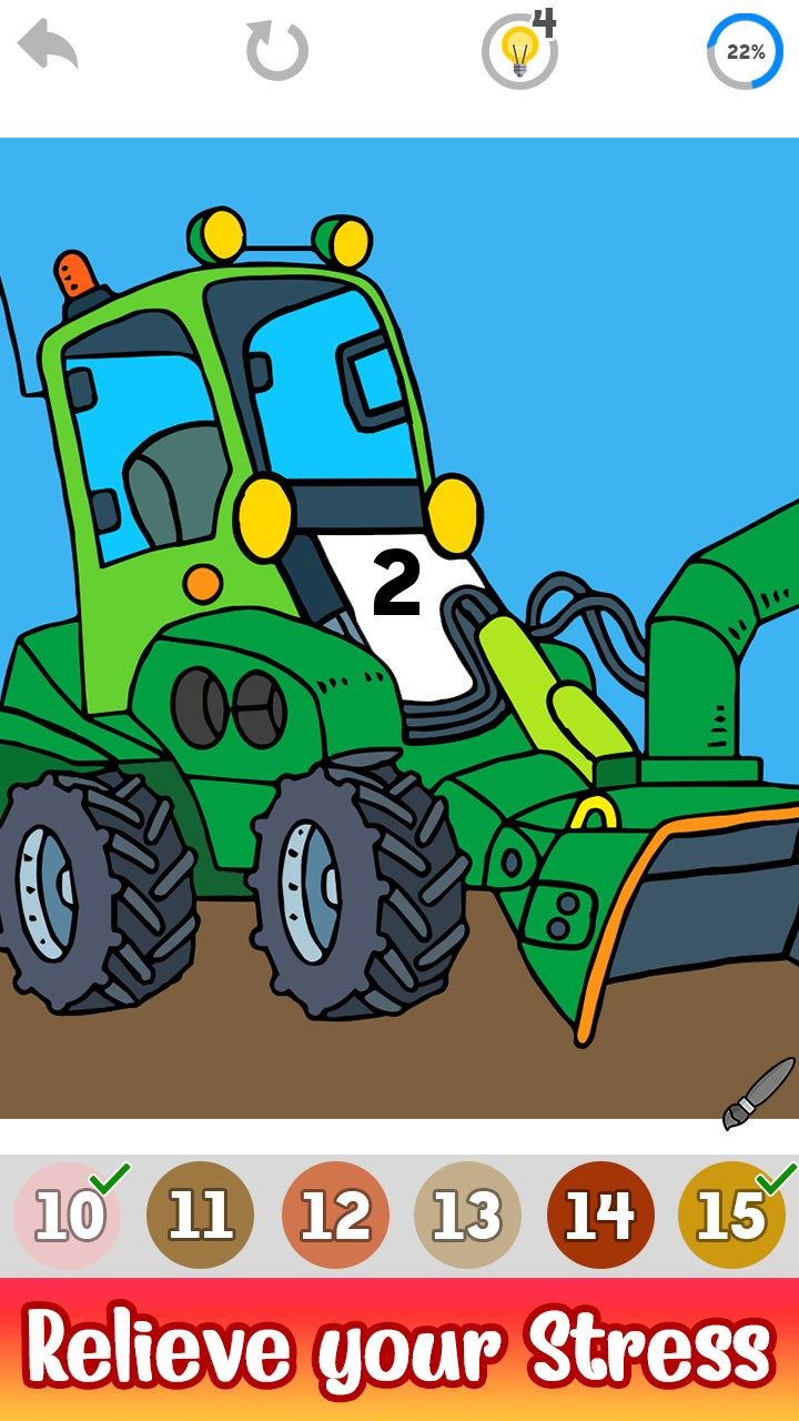 Tractors Color By Number Book - Vehicles Coloring Game - App on the ...
