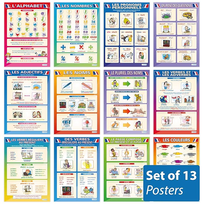 Buy French Posters - Set of 14 | Language Learning Posters | Laminated ...