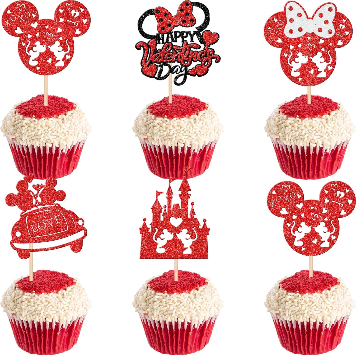 Amazon.com: 24 PCS Mouse Inspired Happy Valentine's Day Cupcake Toppers ...